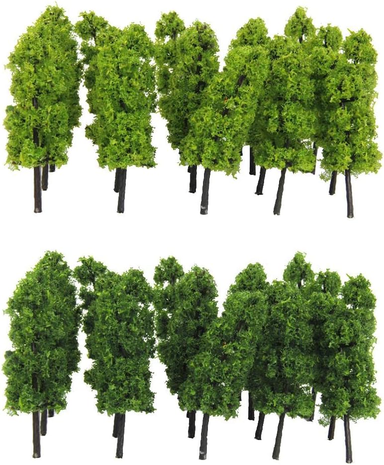 Bonarty 60pcs Model Trees, HO Scale Model Train Railroad Scenery ...
