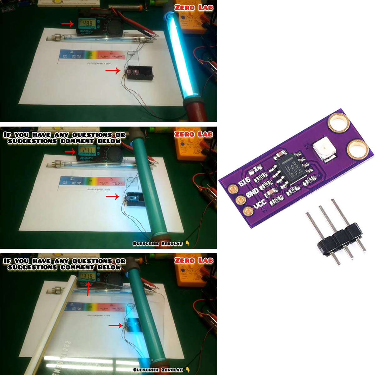 Youmile 3.3V-5V S12SD module UV Sensor Detection module Sensor Module ...