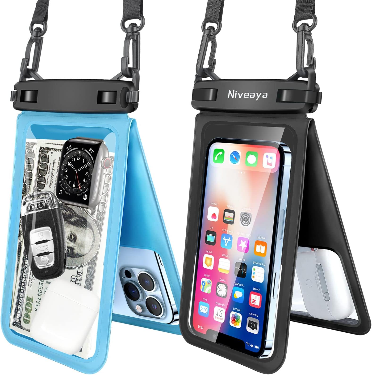 Amazon.com: Niveaya Double Space Waterproof Phone Pouch - 2 Pack ...
