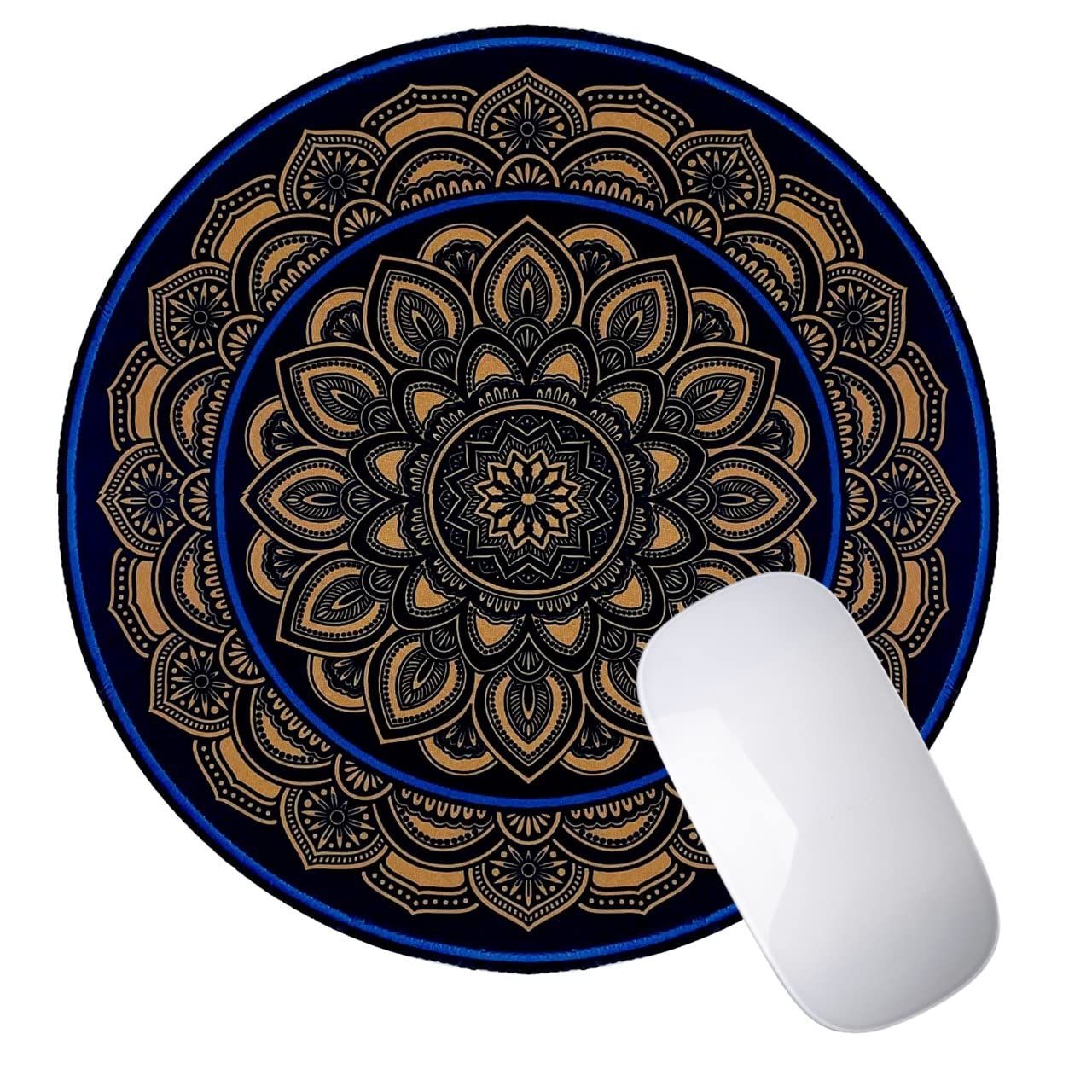 Amazon.com: Performore Round Mandala Mouse Pad - Gold and Blue Pattern ...