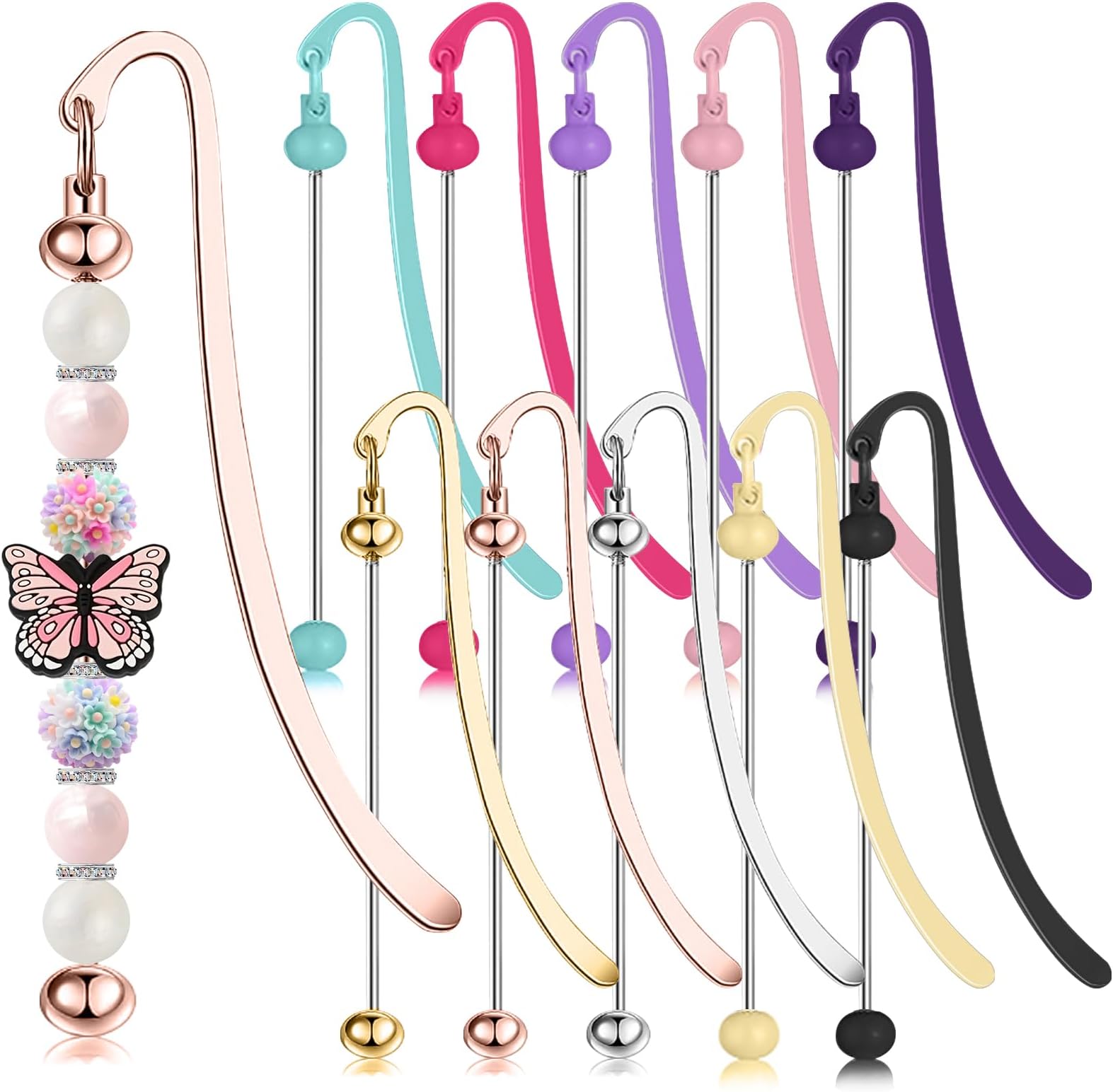 Amazon.com: 10 Pieces DIY Beadable Bookmarks Bulk, Metal Beadable ...