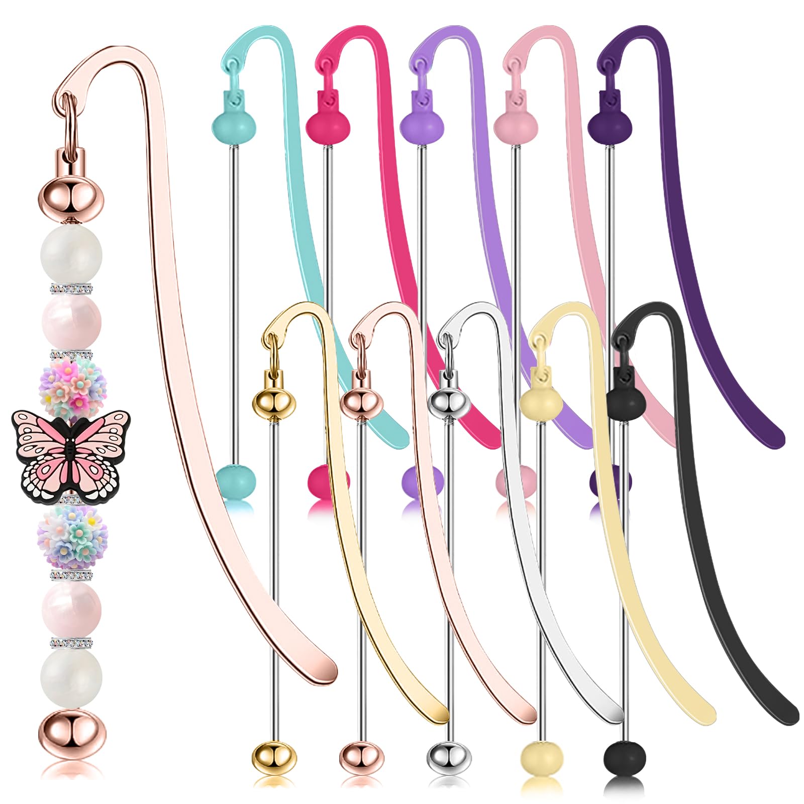 Amazon.com: 10 Pieces DIY Beadable Bookmarks Bulk, Metal Beadable ...