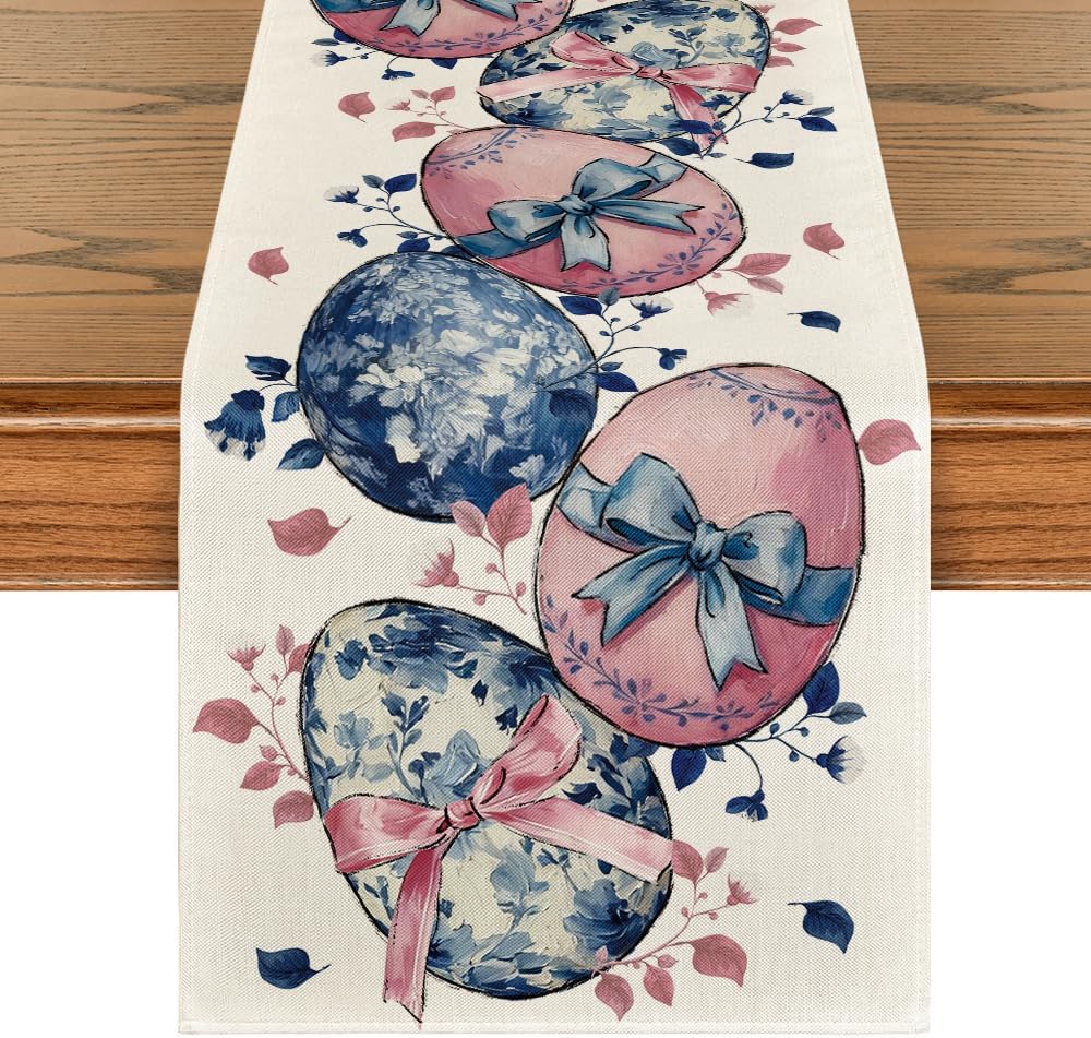 Amazon.com: Artoid Mode Eggs Flowers Bow Leaves 210 GSM Easter Table ...
