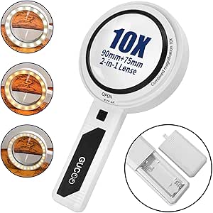Amazon.com: GUCOO Magnifying Glass with Light for Close Work 5X 10X ...