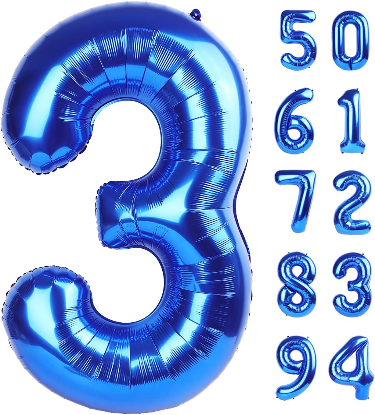 Amazon.com: Navy Blue 3 Balloon, Number Balloon 40 Inch, 3rd Three Year ...