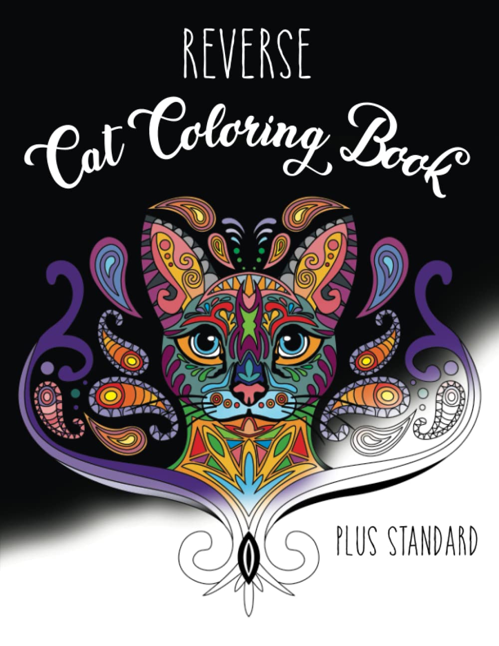 Reverse Cat Coloring Book Plus Standard Black Background Coloring Pages ...