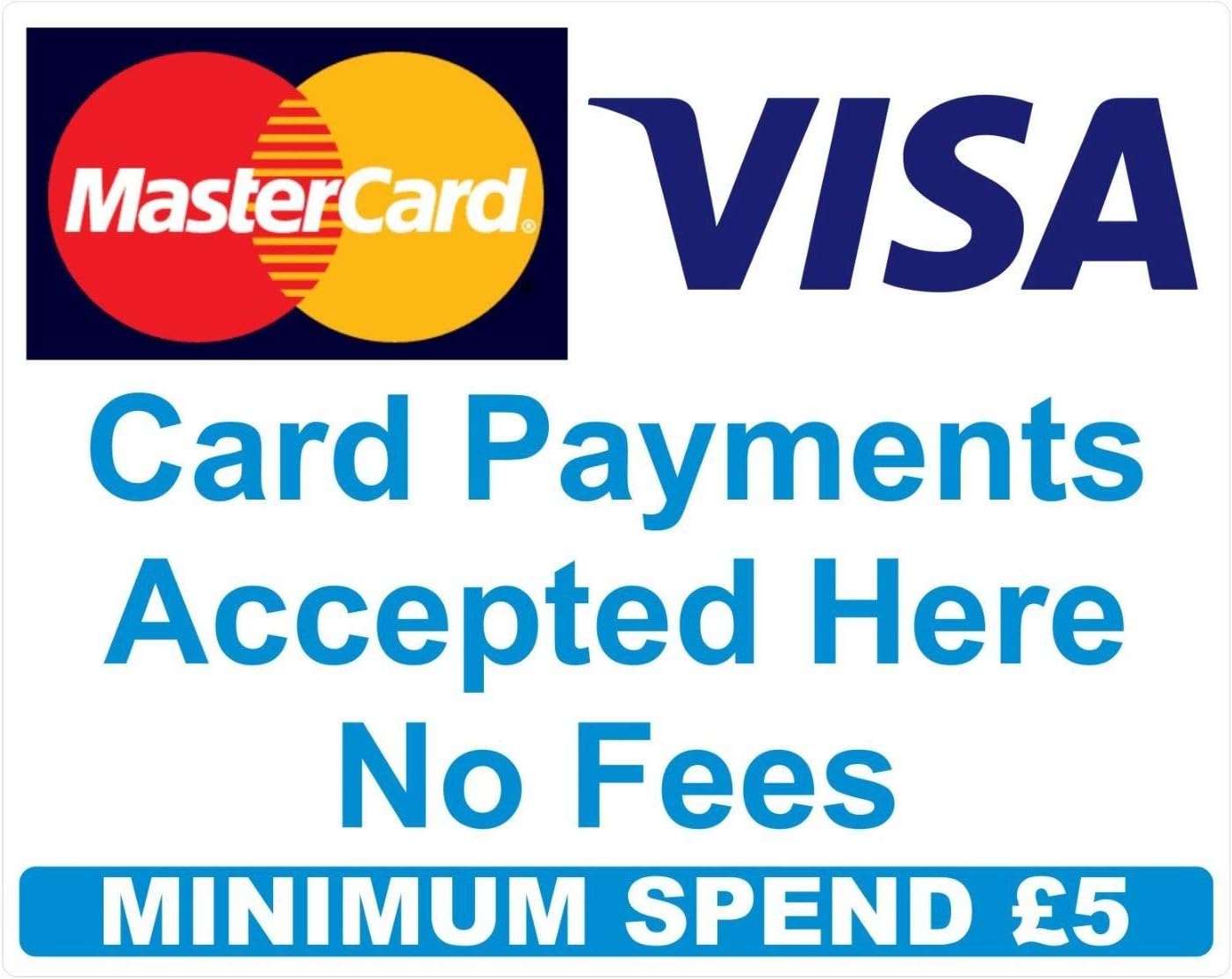 £5 Minimum spend Credit Card Mastercard Visa Payment Stickers x3 Shop ...