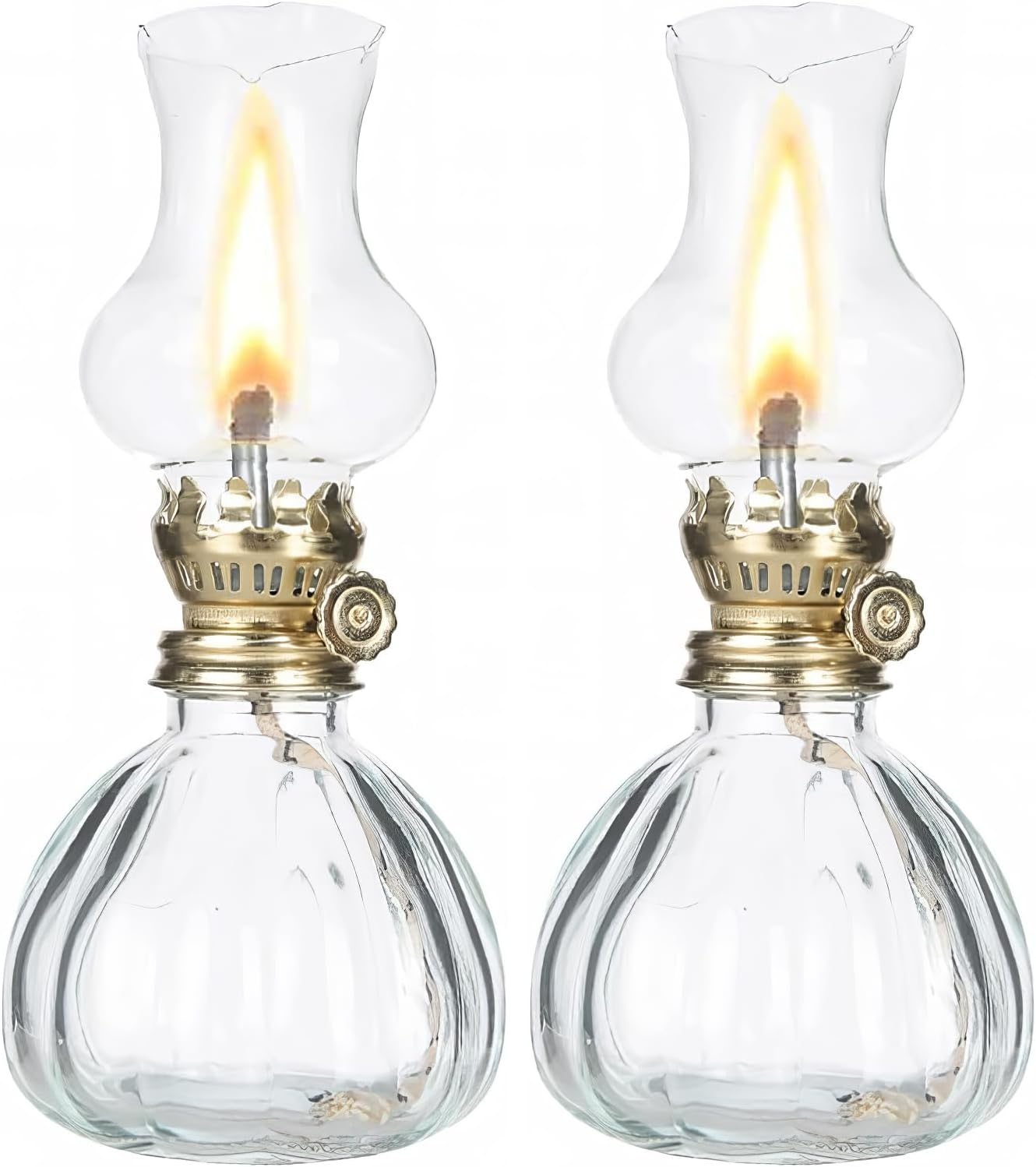 Amazon.com: 2 PCS Chamber Oil Lamps for Indoor Use, Pumpkin Glass Clear ...