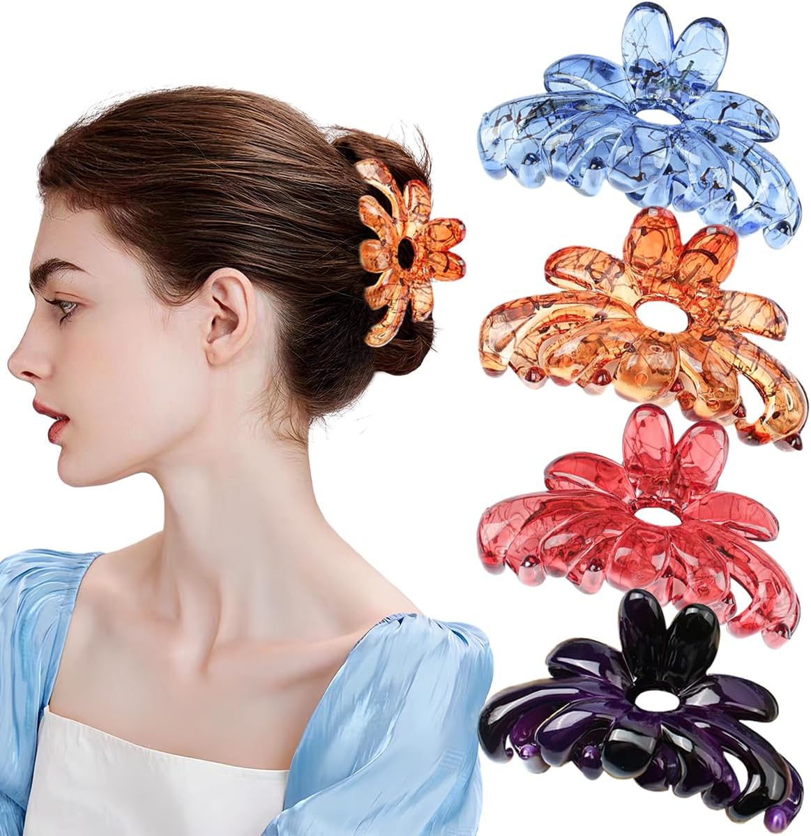 Amazon.com: 4PCS Nonslip Large Hair Claw Clips - Strong Hold for Thin ...