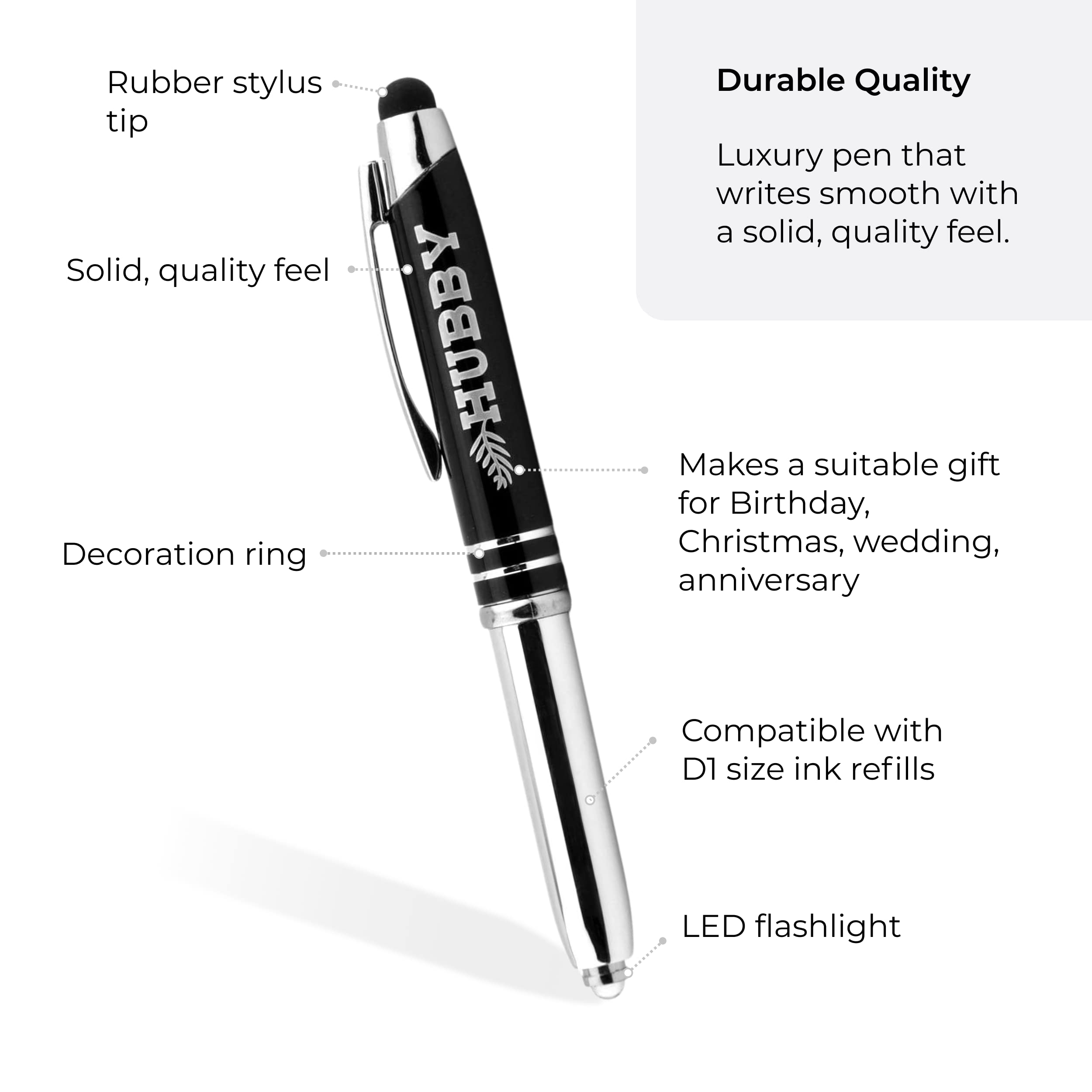 Snapklik.com : Inkstone HUBBY Engraved Gift Pen w/LED Light & Stylus ...