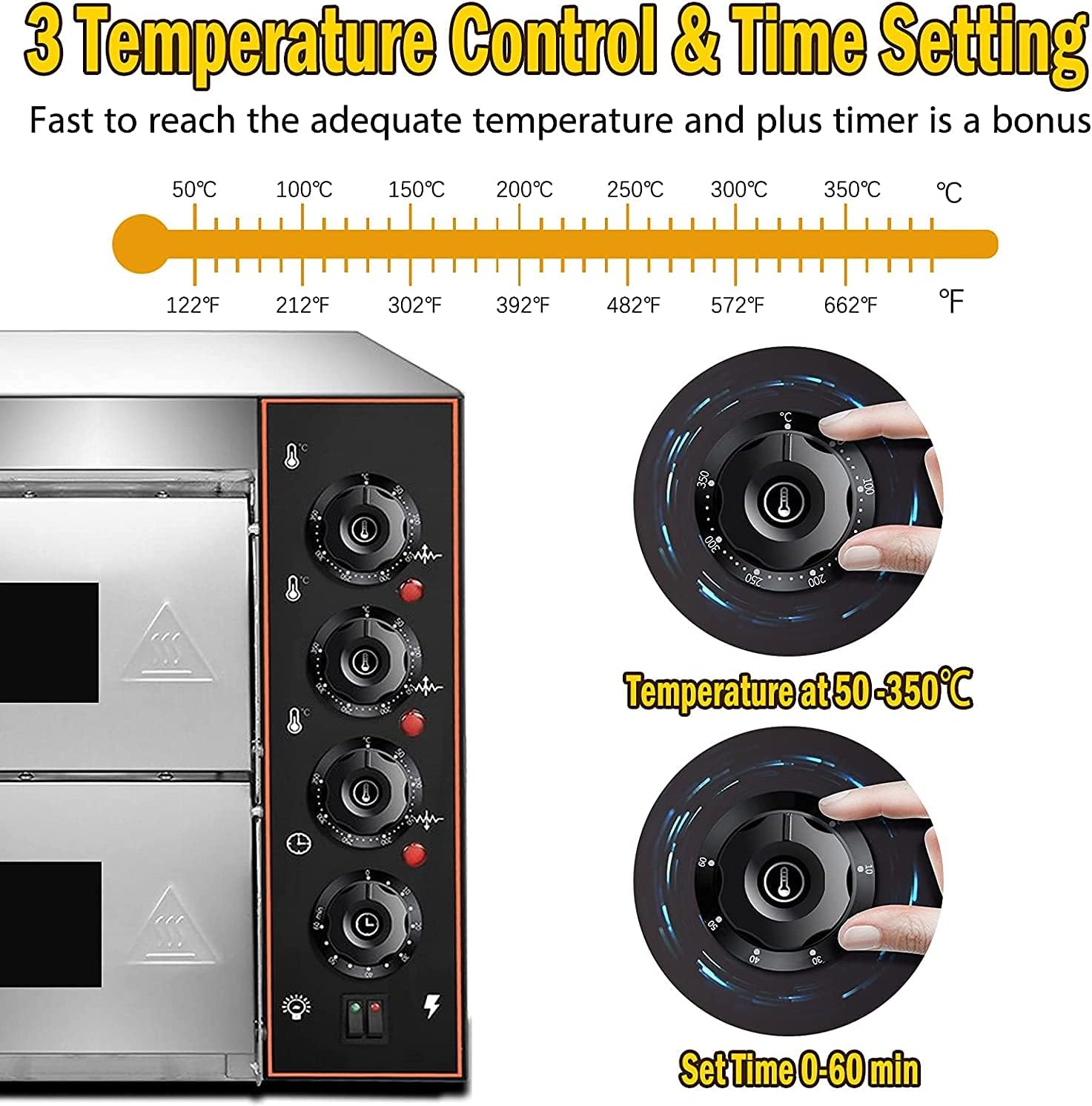 ZXMT Double Oven 1700W Stainless Steel Pizza Electric Countertop Oven ...