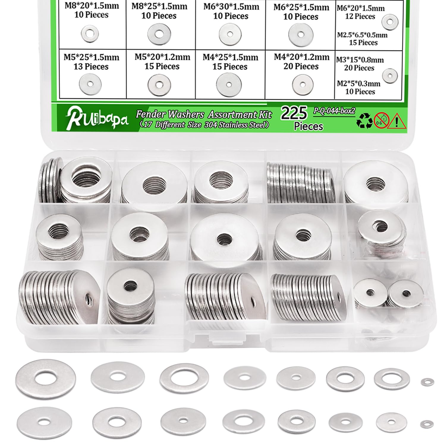 Snapklik.com : 225 Pcs Fender Washers For Screws And Bolts,Fender ...