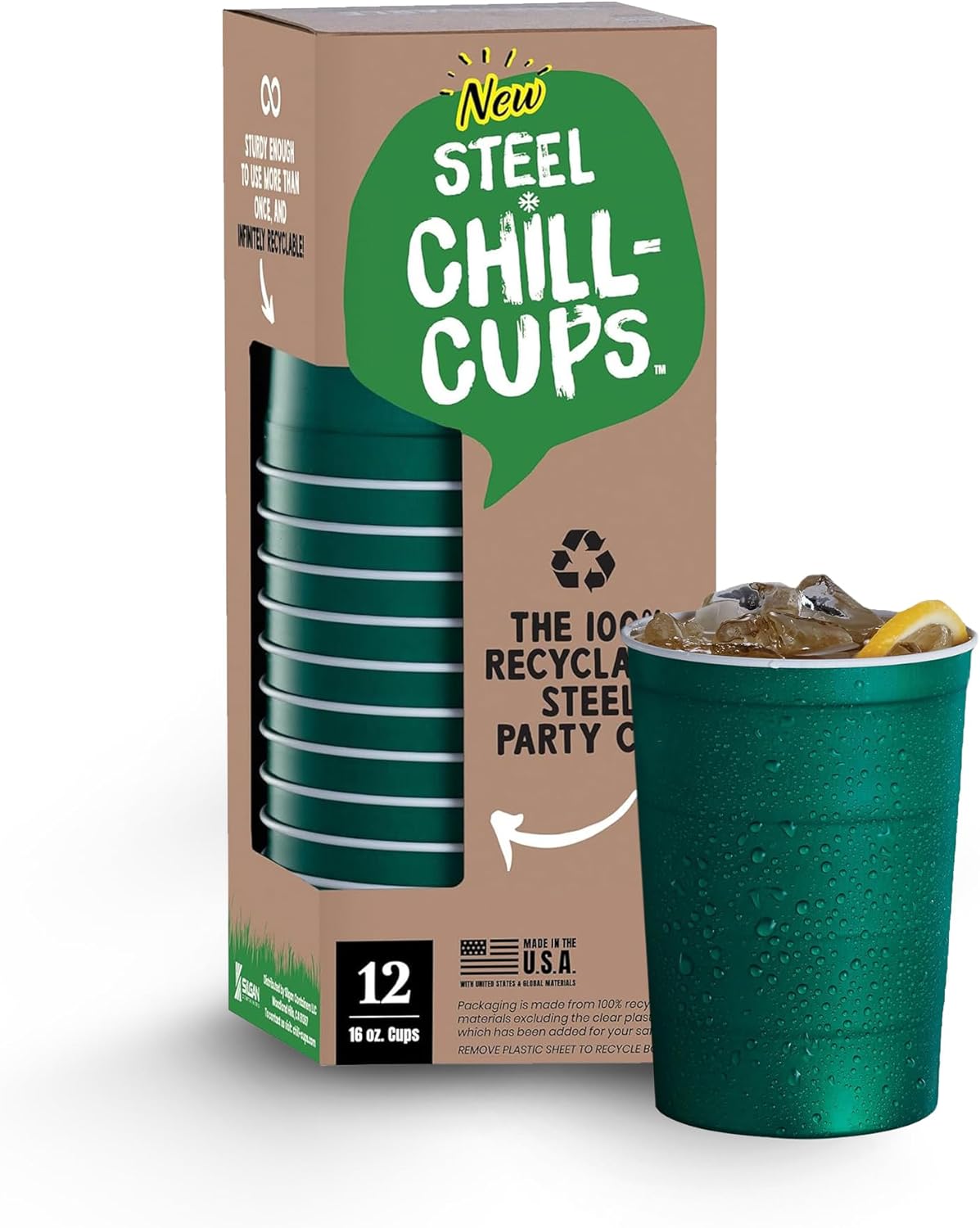Amazon.com: Steel Chill Cups 16 oz. Party Cups, Perfect for Cold Drinks ...