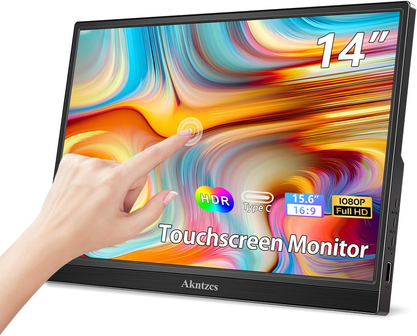Touchscreen Portable Monitor, 14 Inch 1920x1080 USBC Monitor IPS 16:9 ...