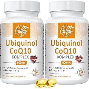 Ubiquinol CoQ10 600mg Softgels - Active Form of CoQ10 Plus Vitamin E & Omega 3 6 9 - Advanced ...