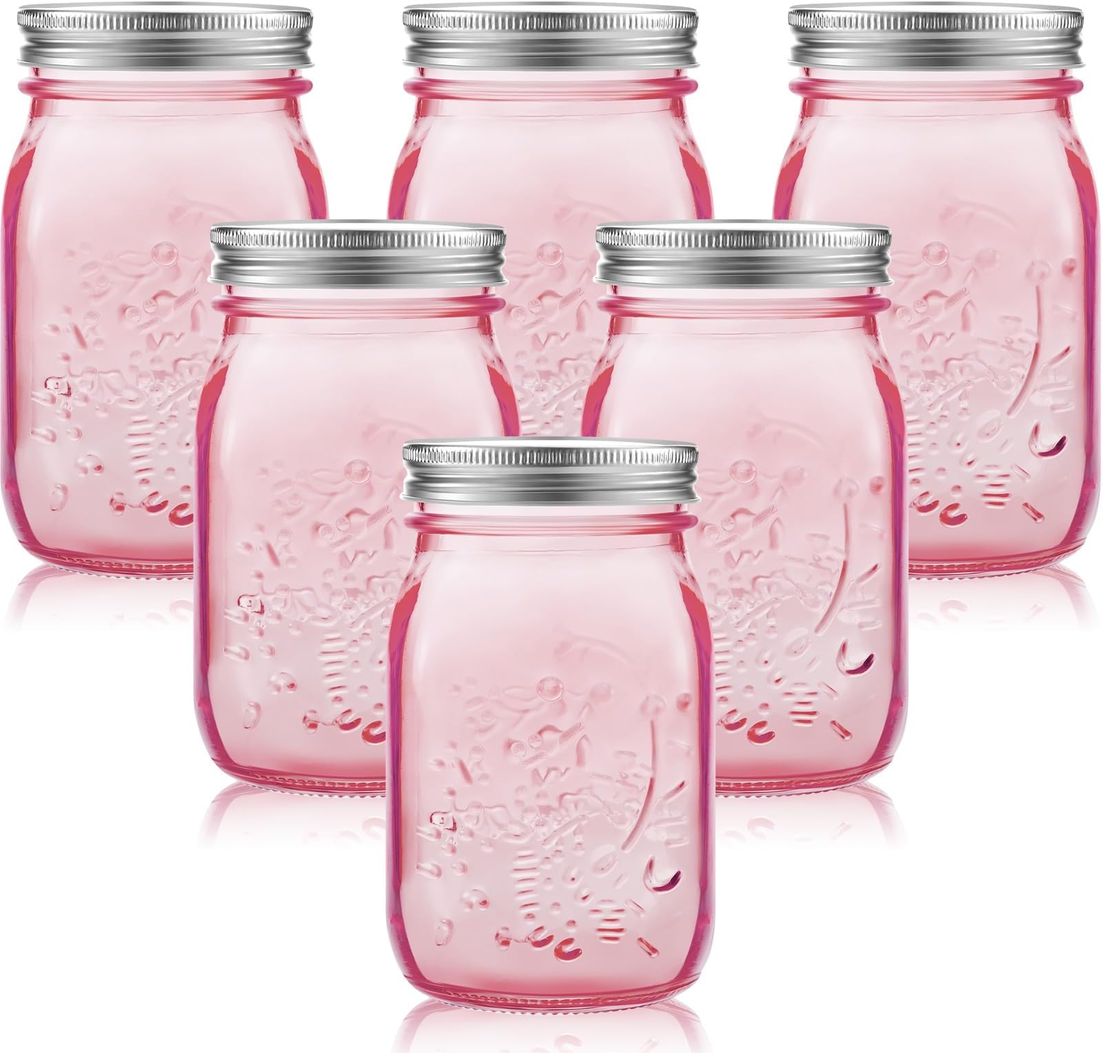 Amazon.com: Godinger Claro Mason Jars, Pink 16oz use for Storage, Set ...