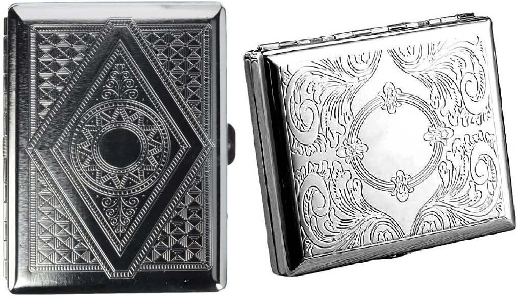 Amazon.com: 2X Victorian Cigarette Case Bundle Crush Proof Silver ...