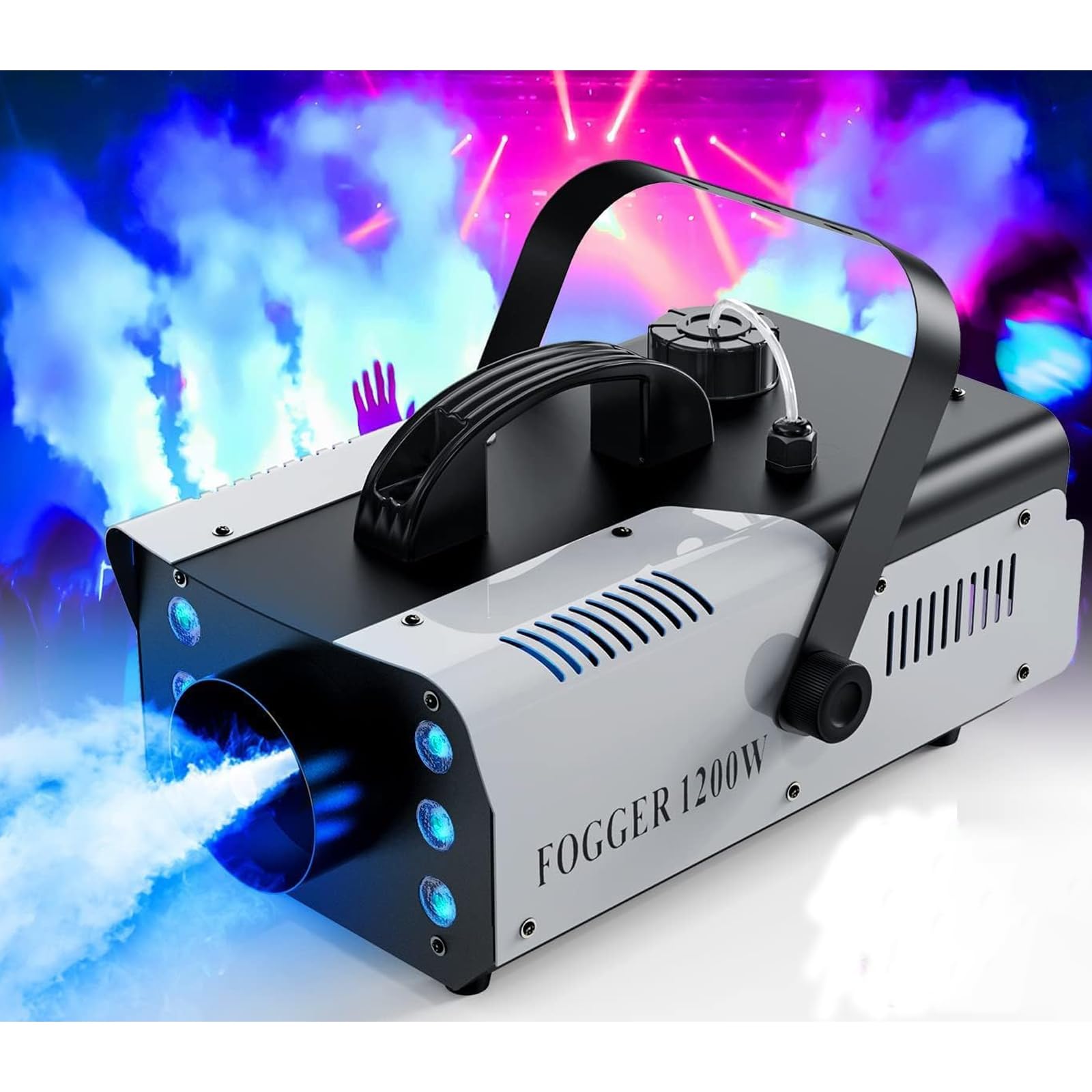 Fog Machine, 1200W and 6000CFM Smoke Machine with 6 Colorful LED Lights ...