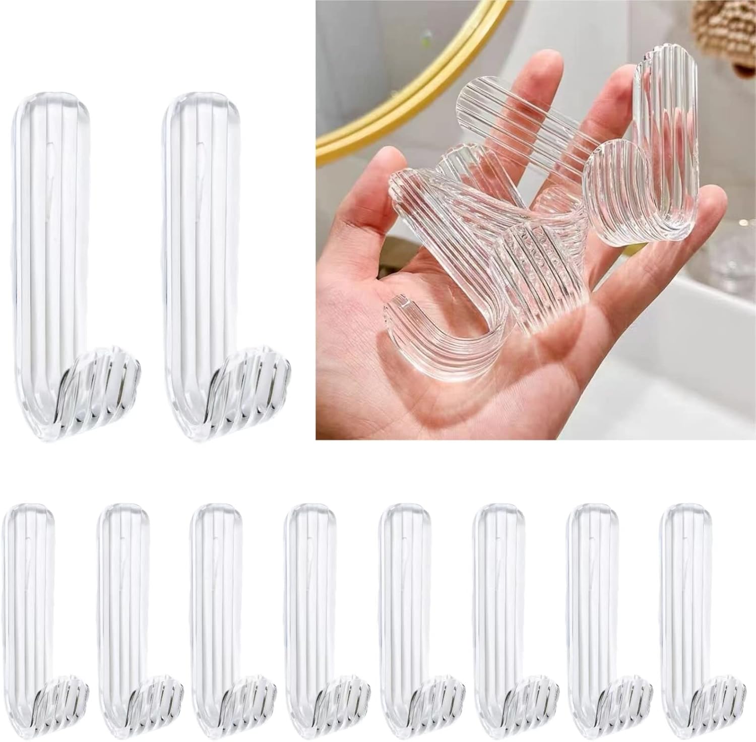 Amazon.com: VANPET Acrylic Diamond Wall Hooks,Adhesive Hooks for ...