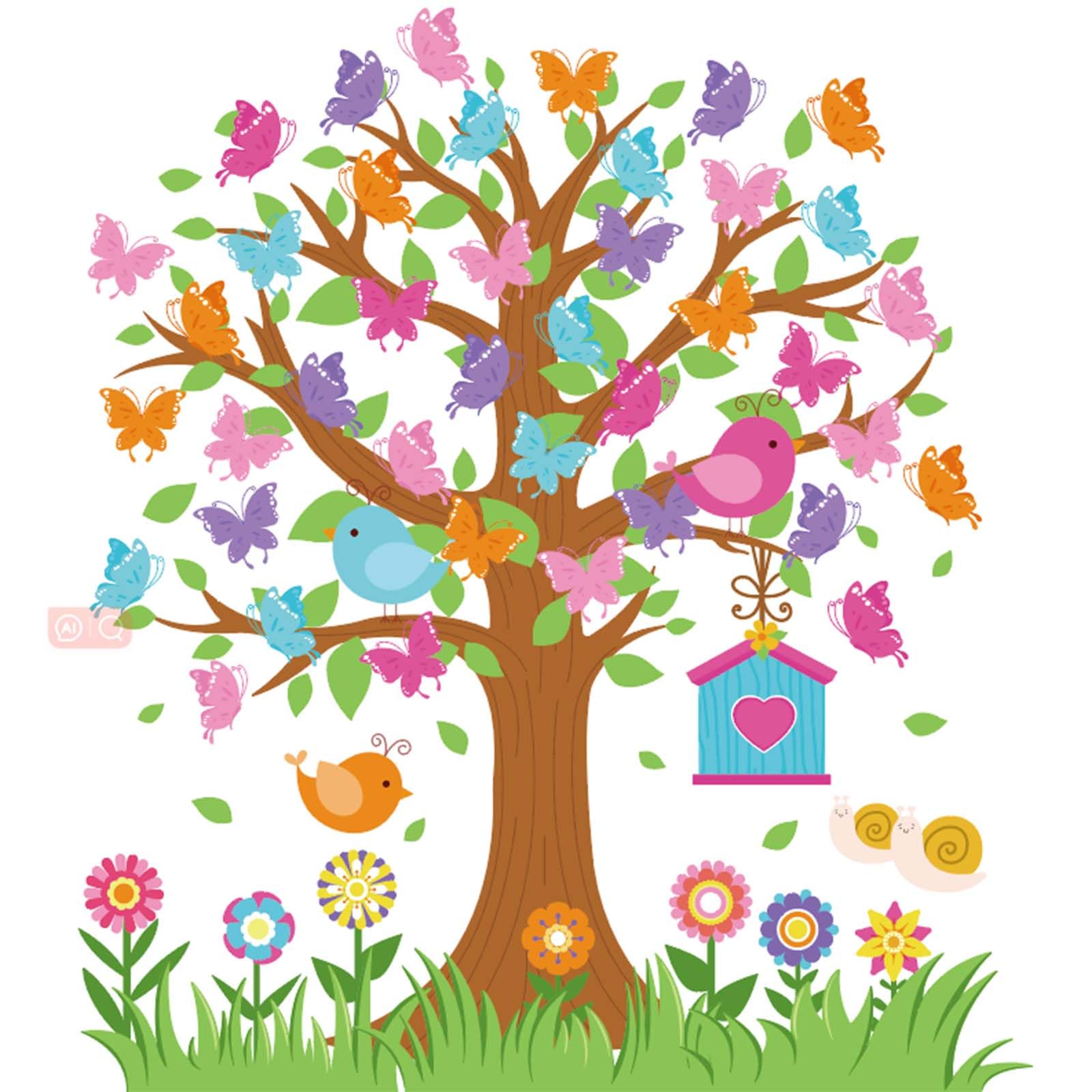 Amazon.com: Whaline 93Pcs Spring Tree Cutouts Flower Butterfly Leaves ...