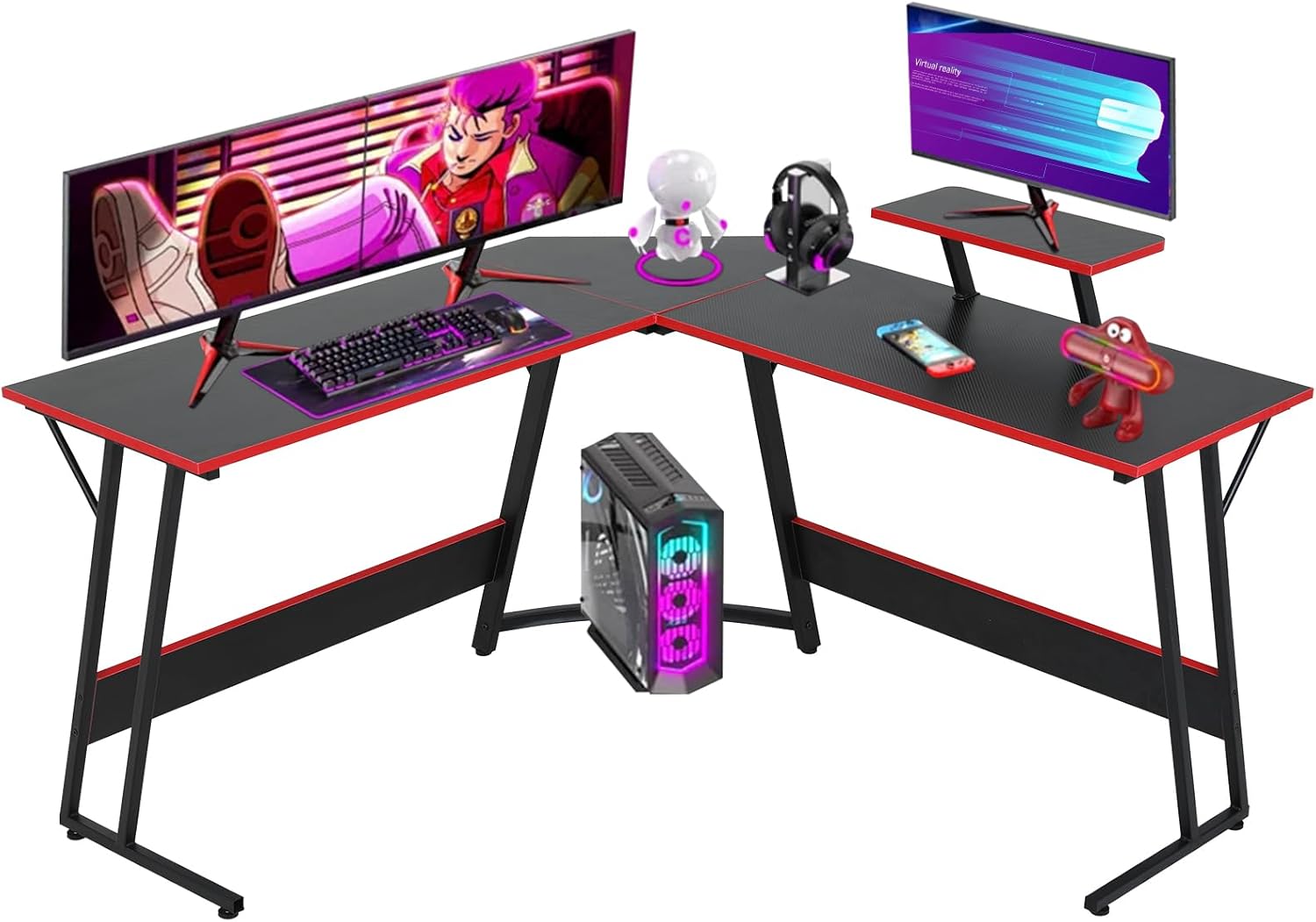 L Shaped Desk 50.4 Inch Corner Desk Gaming Desk Computer Desk with ...