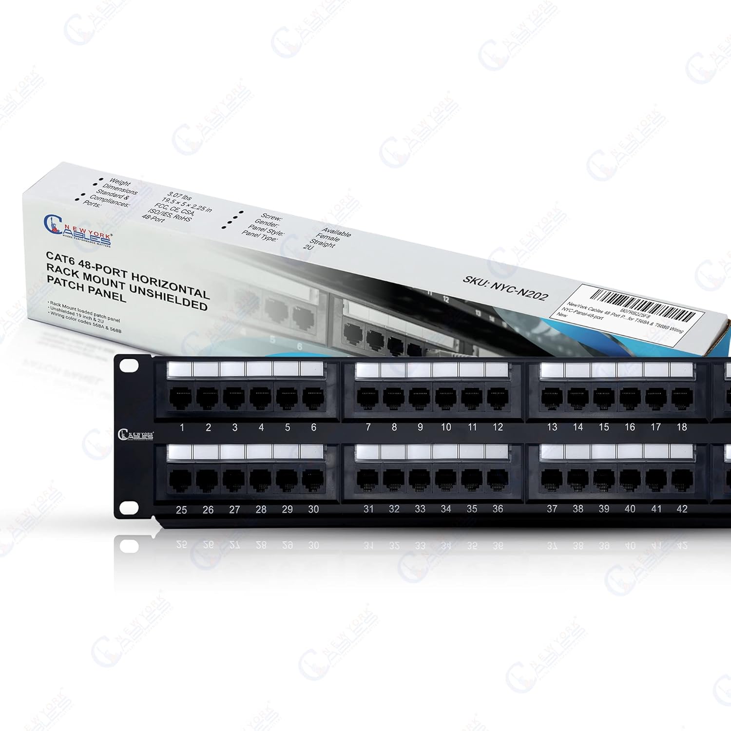 Amazon.com: NewYork Cables 48 Port Patch Panel Cat6, Cat5e, Wall/Rack ...