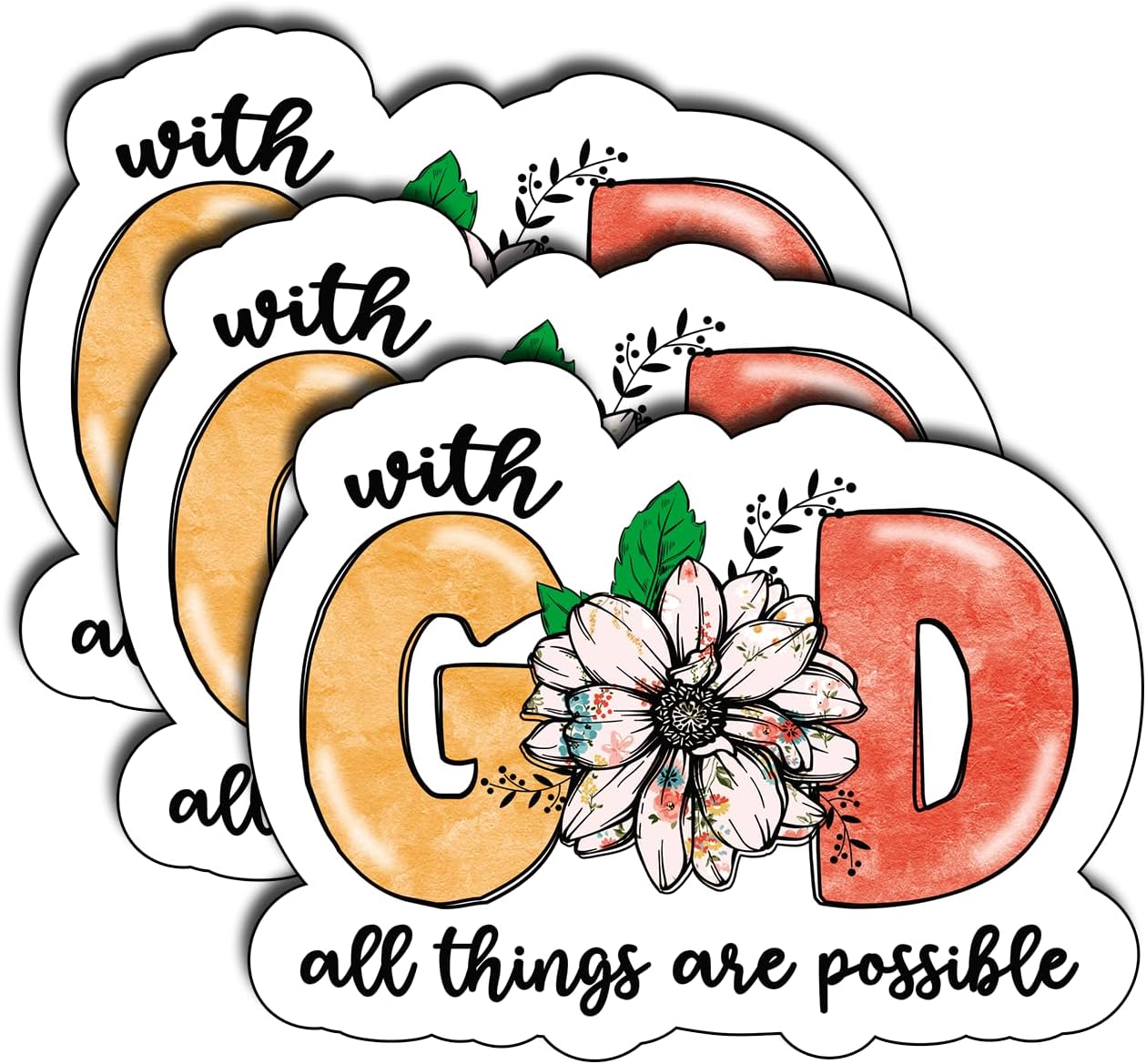 Amazon.com: (3Pcs) with God All Things are Possible Sticker, Christian ...