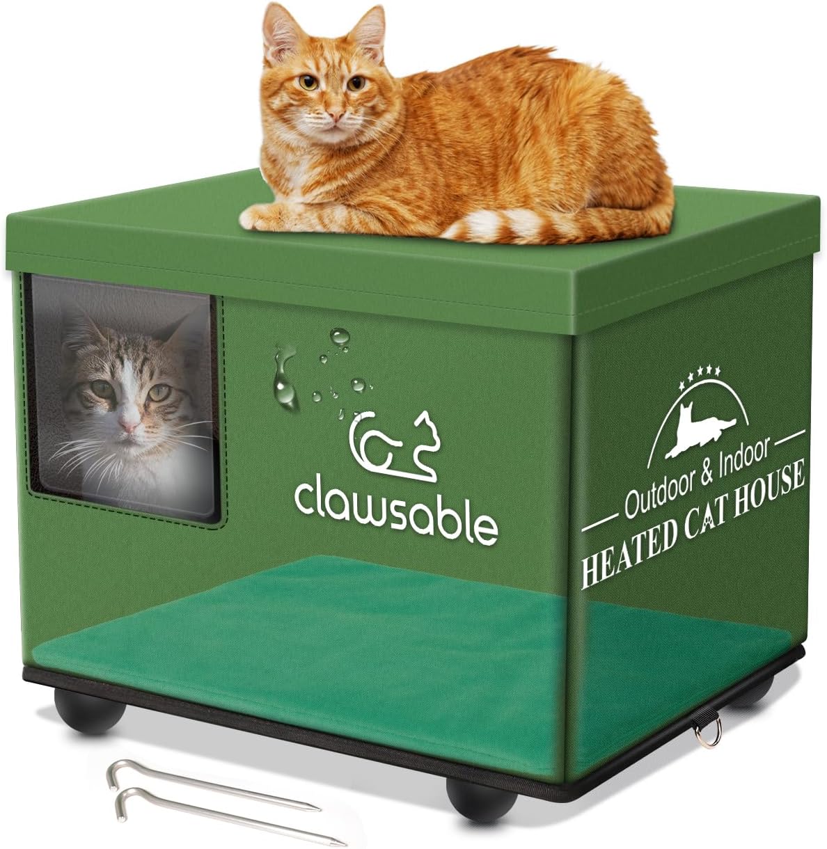 Amazon.com : Clawsable Indestructible Outdoor Cat House for Cats in ...