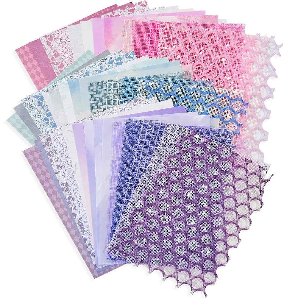 Amazon.com: 45 Sheets Textured Scrapbook Paper and Mesh Fabric Assorted ...