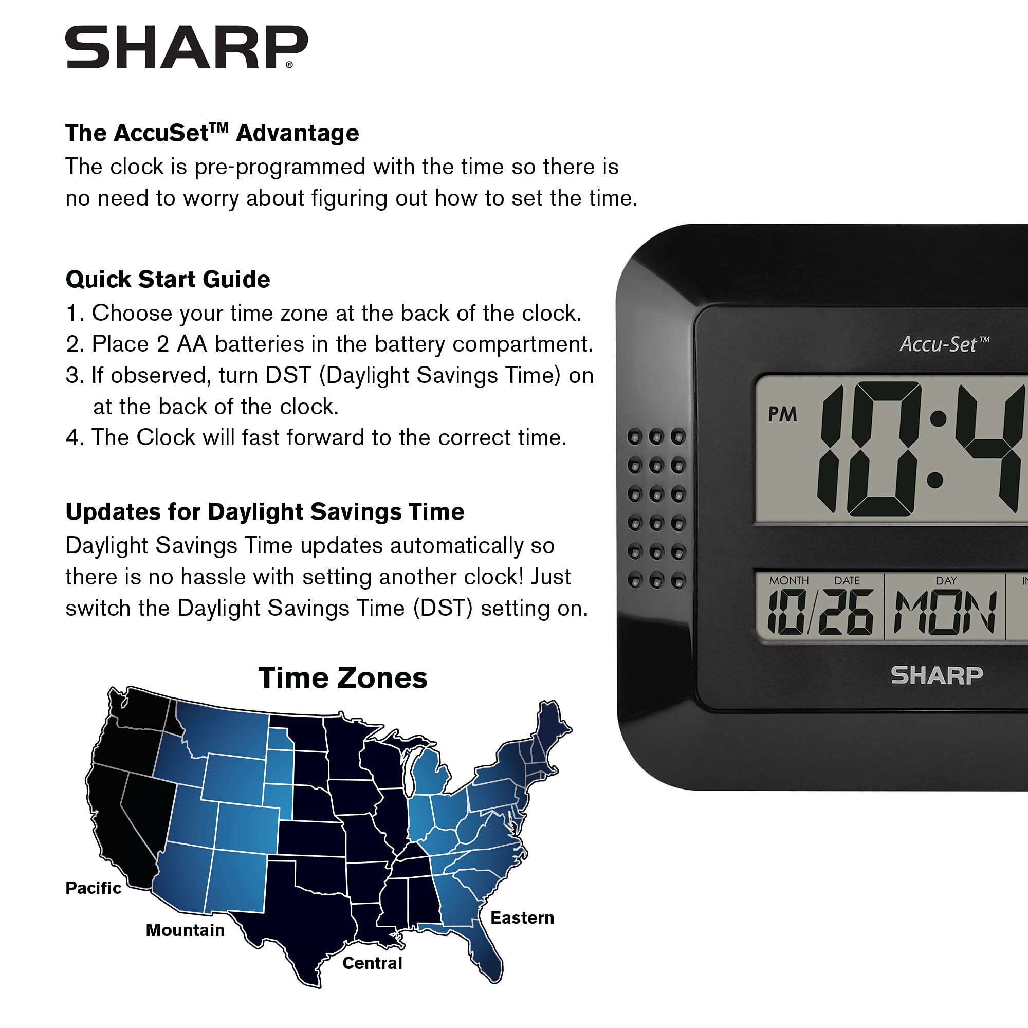 Buy Sharp AccuSet Self-set Analog Wall Clock- Automatic Smart Clock ...