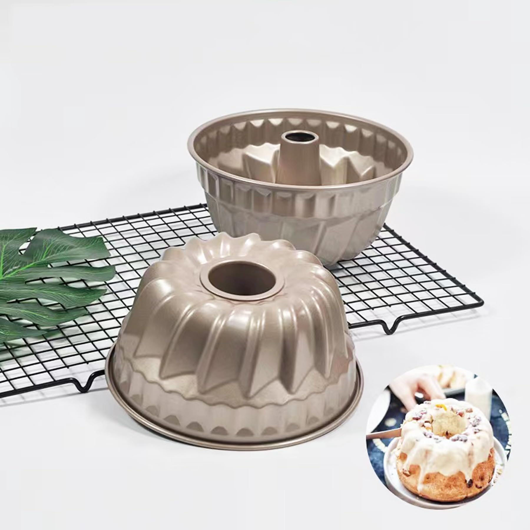 Cake Molds Mantouxixi 4-Pack Fluted Tube Cake Pans - 4 Inch Carbon ...