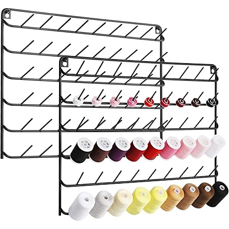 Amazon.com: Thread Holder Wall 2 Pack 54 Spools Thread Rack Wall Mount ...