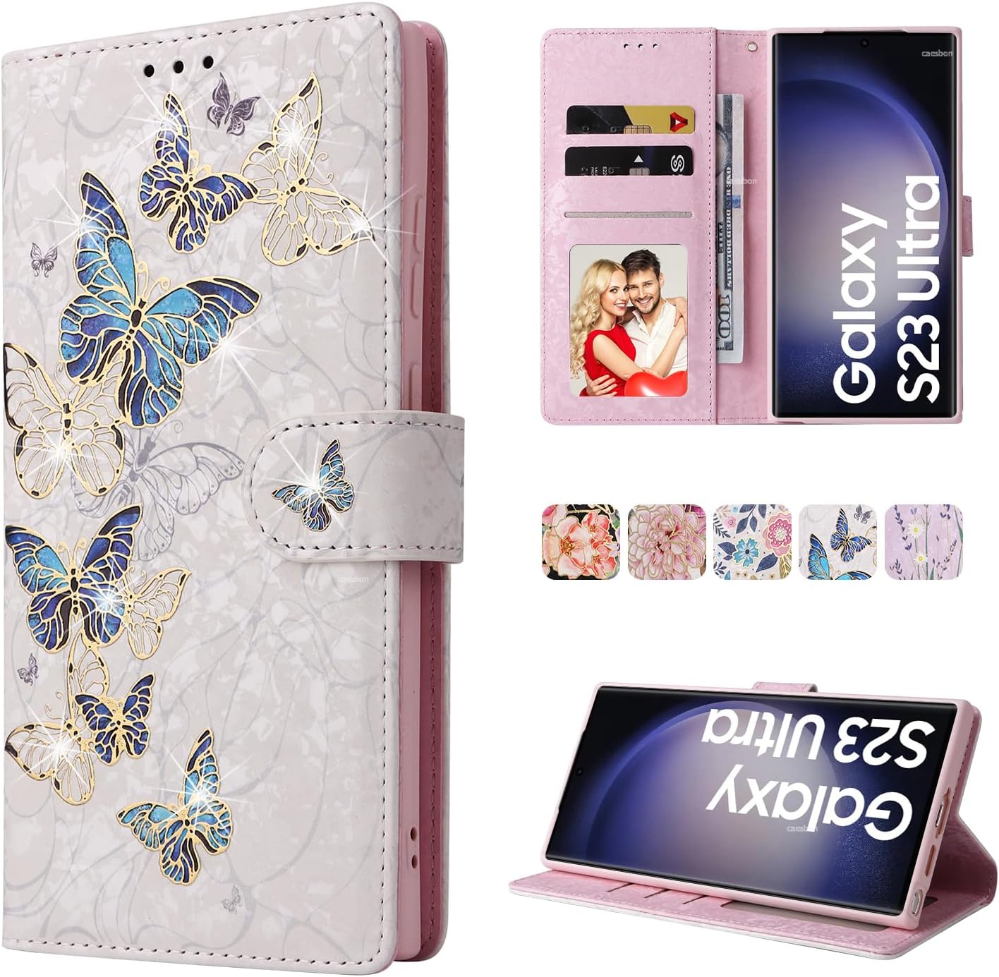 Amazon.com: UEEBAI Wallet Case for Samsung Galaxy S23 Ultra 5G, PU ...