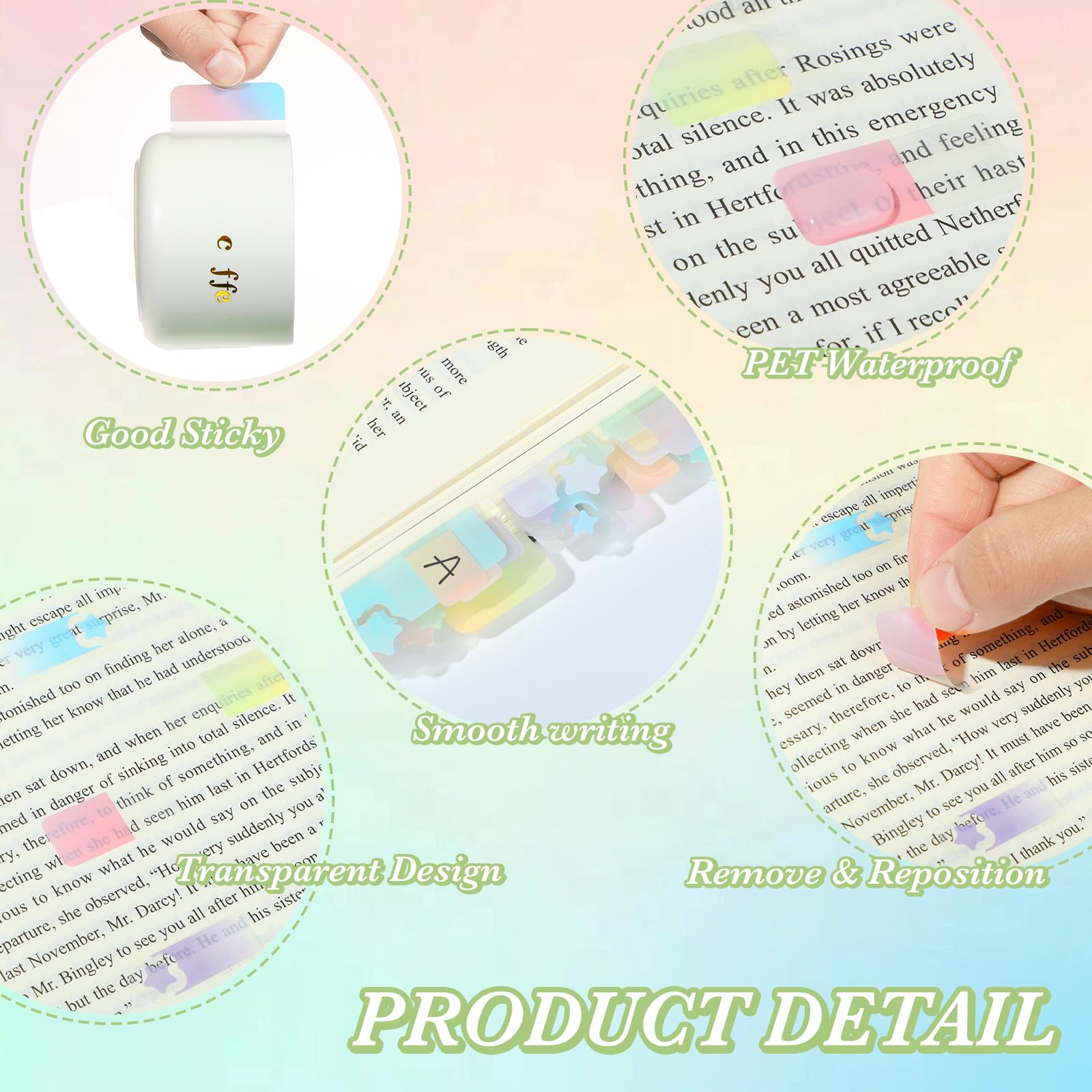 Snapklik.com : 990 Pieces Book Sticky Index Tabs, Transparent Gradient ...