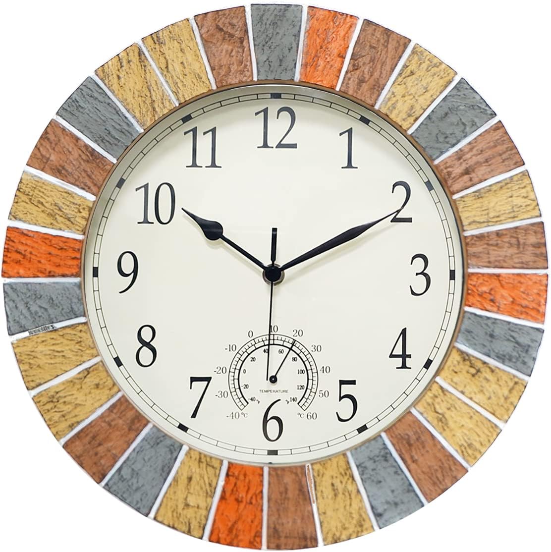 Amazon.com: Large Blue Sun Outdoor Clock Thermometer Combo,25'' Wall ...