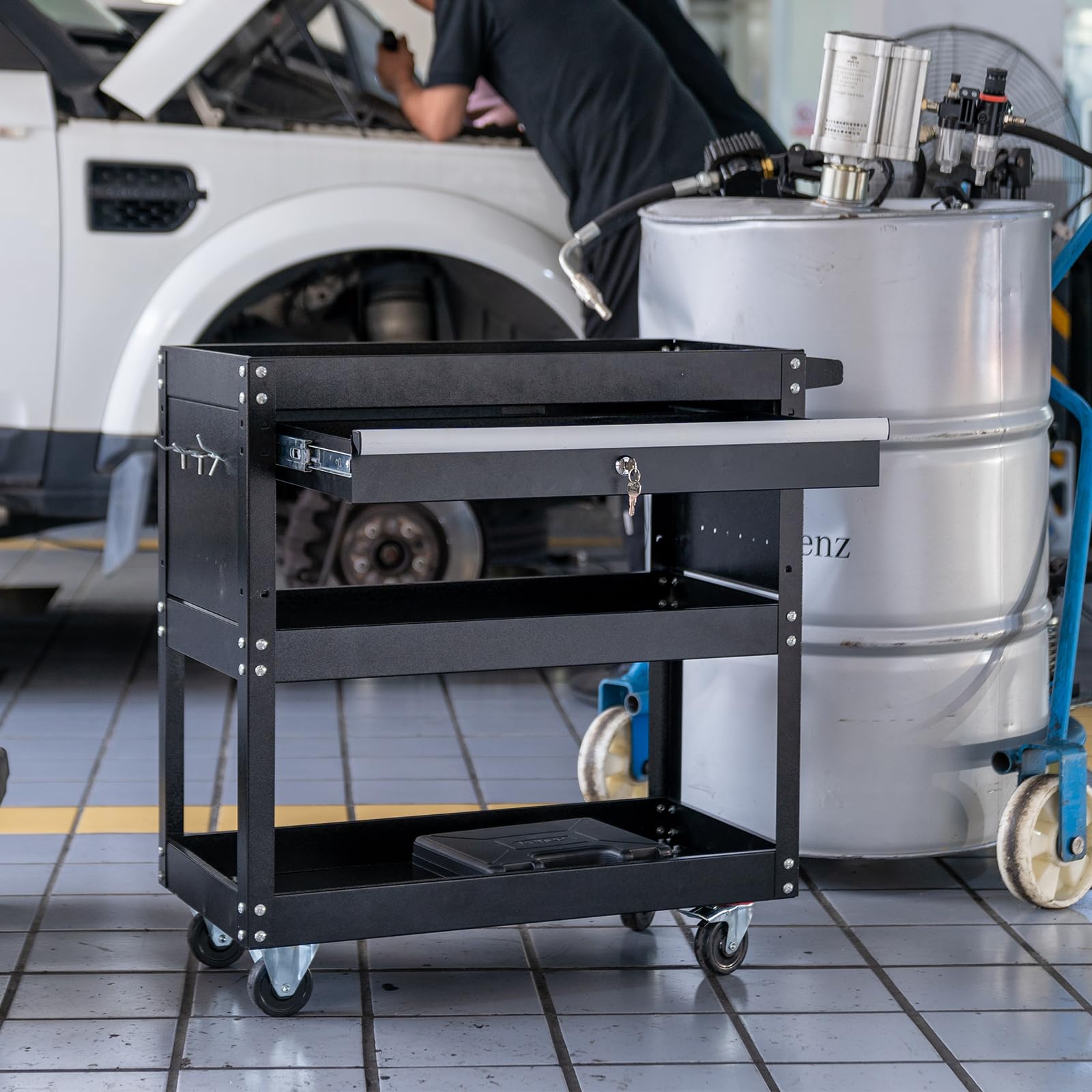 SUN & SUMMER Tool Chest with Wheels, Rolling 3-Tier Tool Box with ...