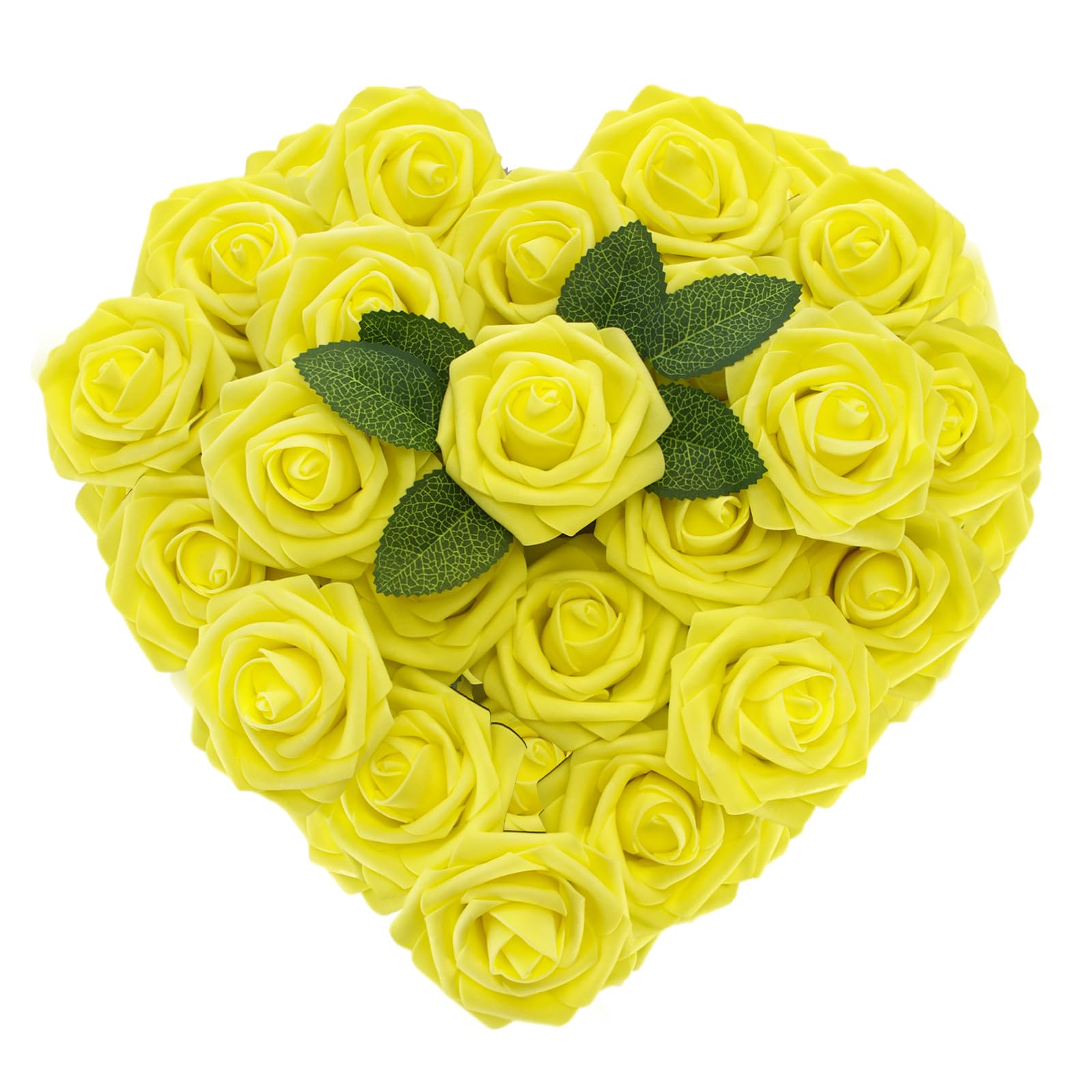 Amazon.com: [25PCS] Isquene Cream Yellow Roses Artificial Flowers with ...