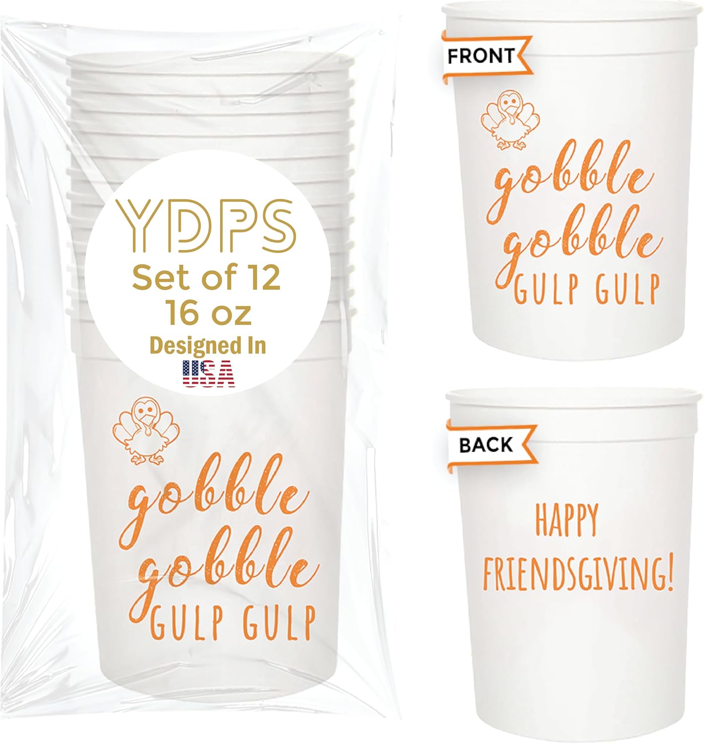 Amazon.com: Thanksgiving Cups, "Gobble Gobble Gulp Gulp",12 Pcs ...