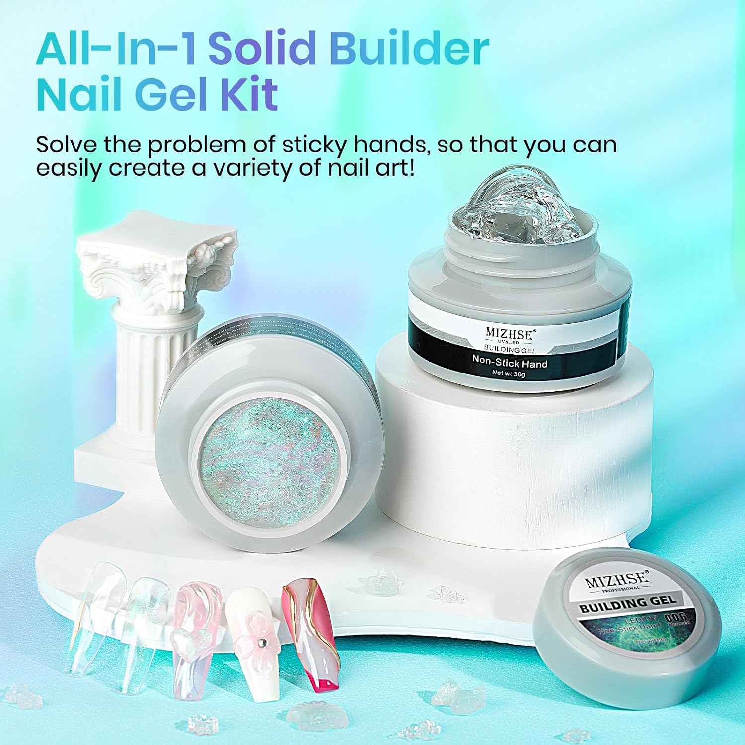 MIZHSE Gel constructor sólido Kit de 2 unidades de 1 onza de perla de ...