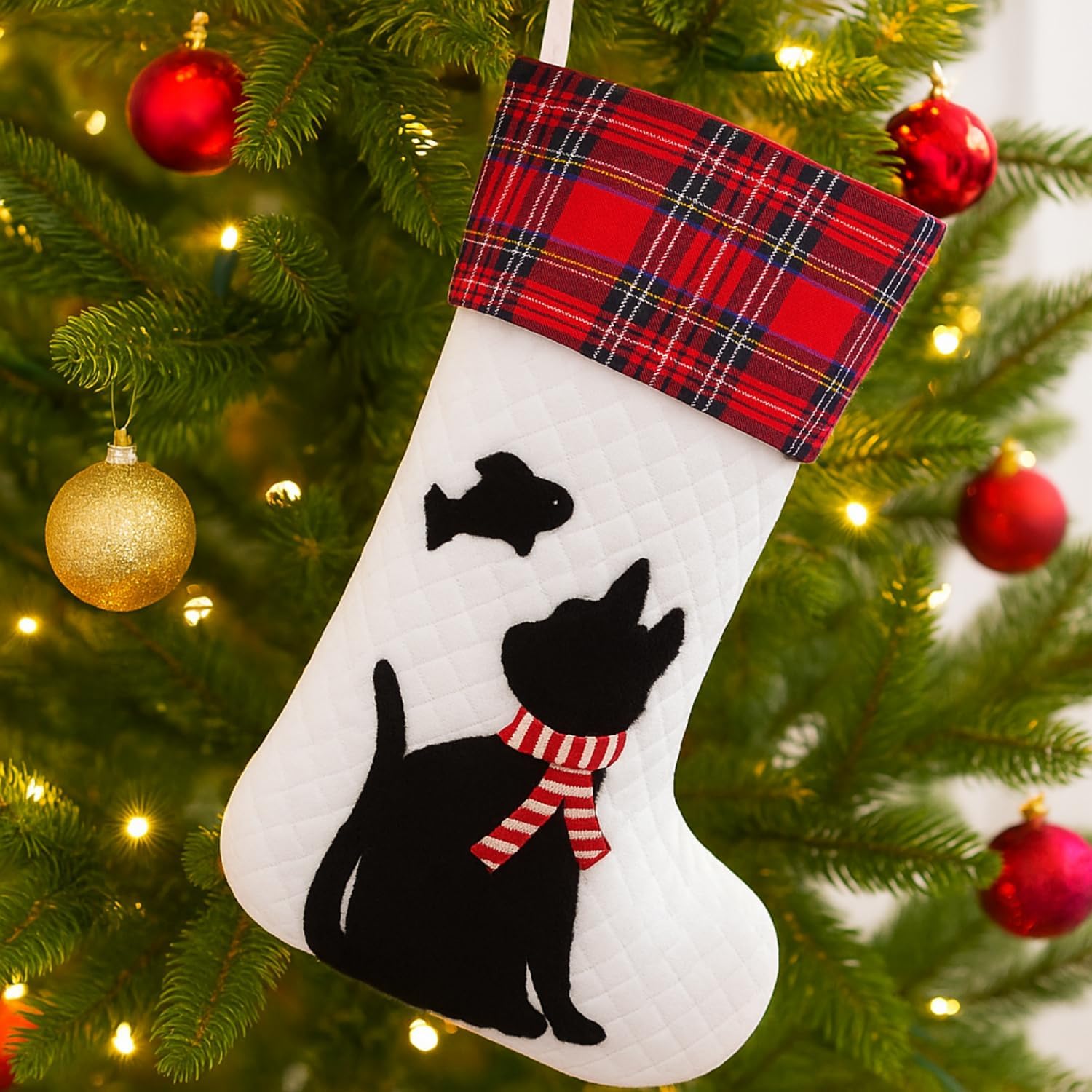 Amazon.com: Christmas Stocking Cat 21Inch Large Christmas Stocking Xmas ...