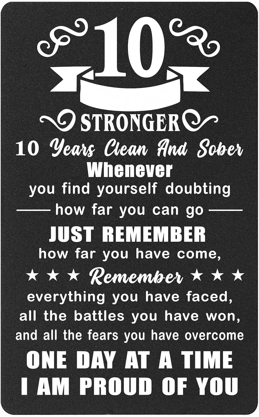 Amazon.com: Richesele 10 Years AA Sobriety Gifts - 10 Years Sober Card ...