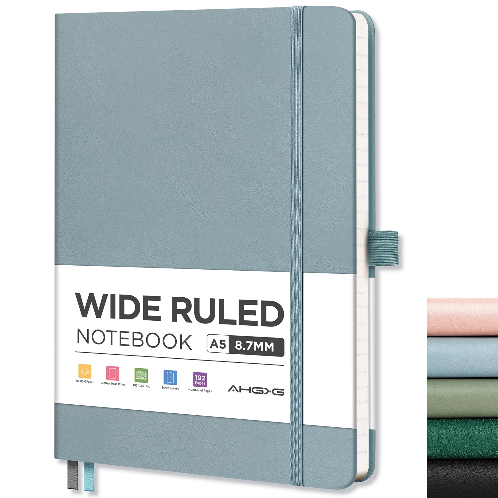 Amazon.com : AHGXG Wide Ruled Notebook for School - Lined Journal for ...