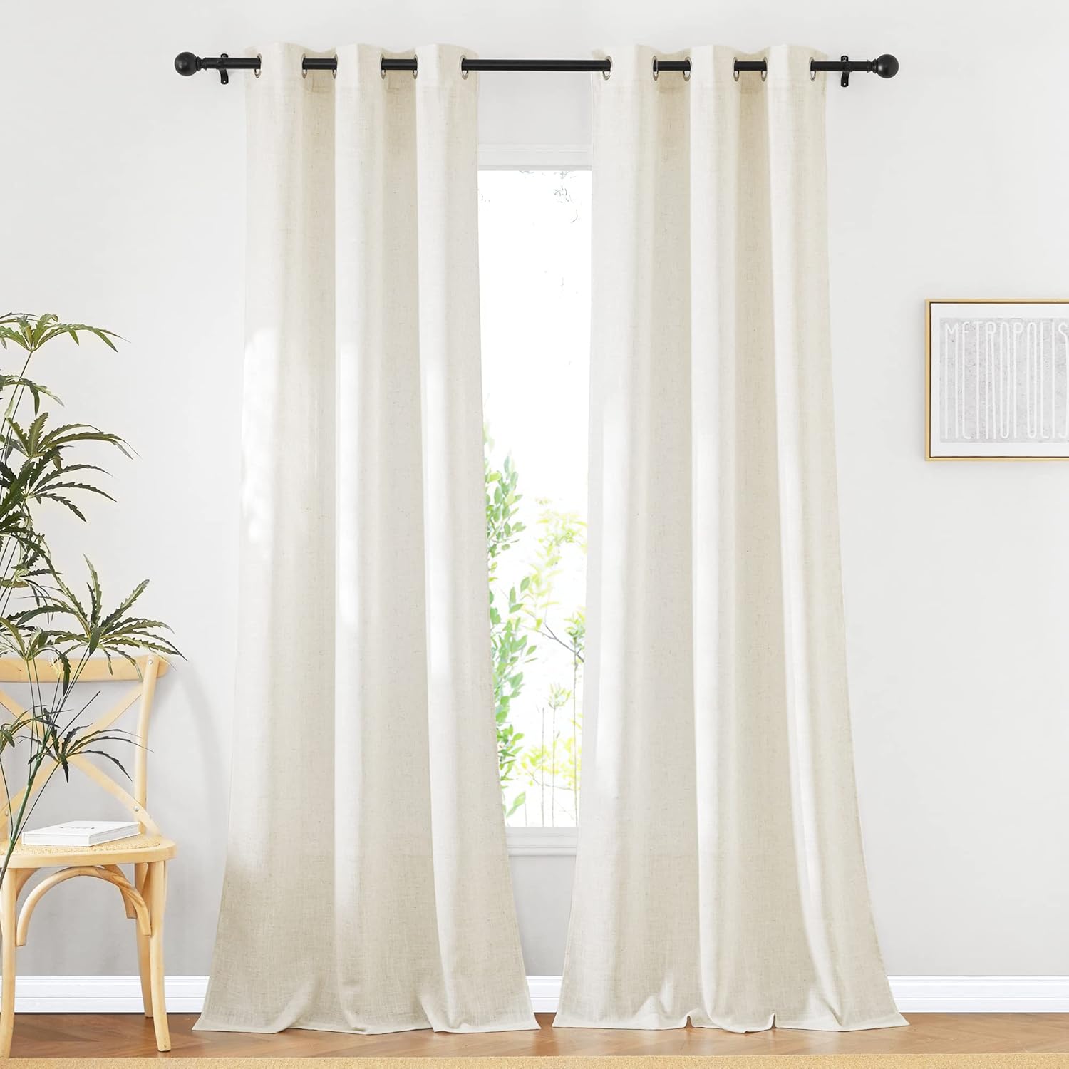 Amazon.com: NICETOWN Linen Curtains for Bedroom 95 inch Long, Grommet ...