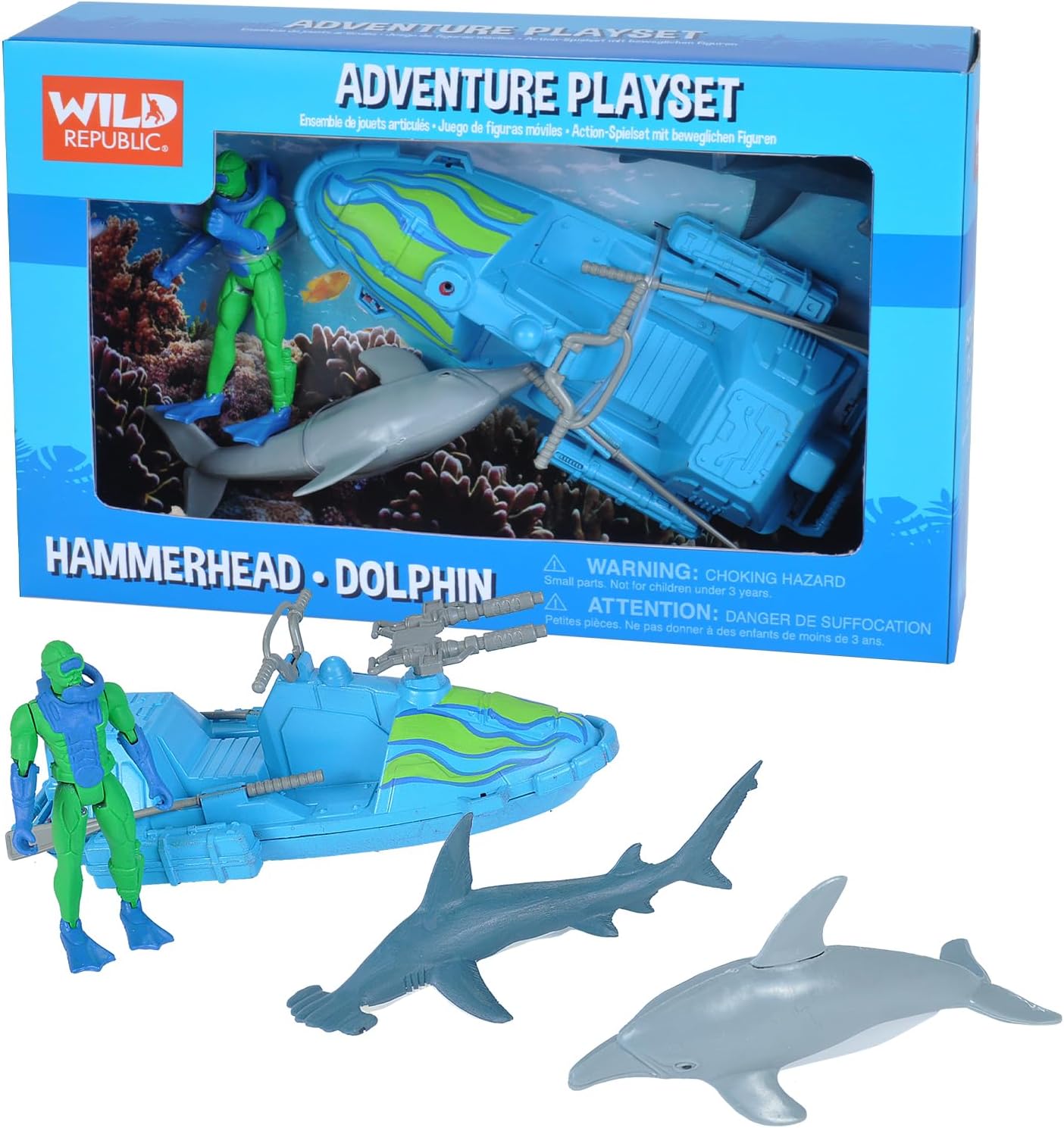 Amazon.com: Wild Republic Dolphin, Hammerhead, Speed Boat, Oars, Scuba ...