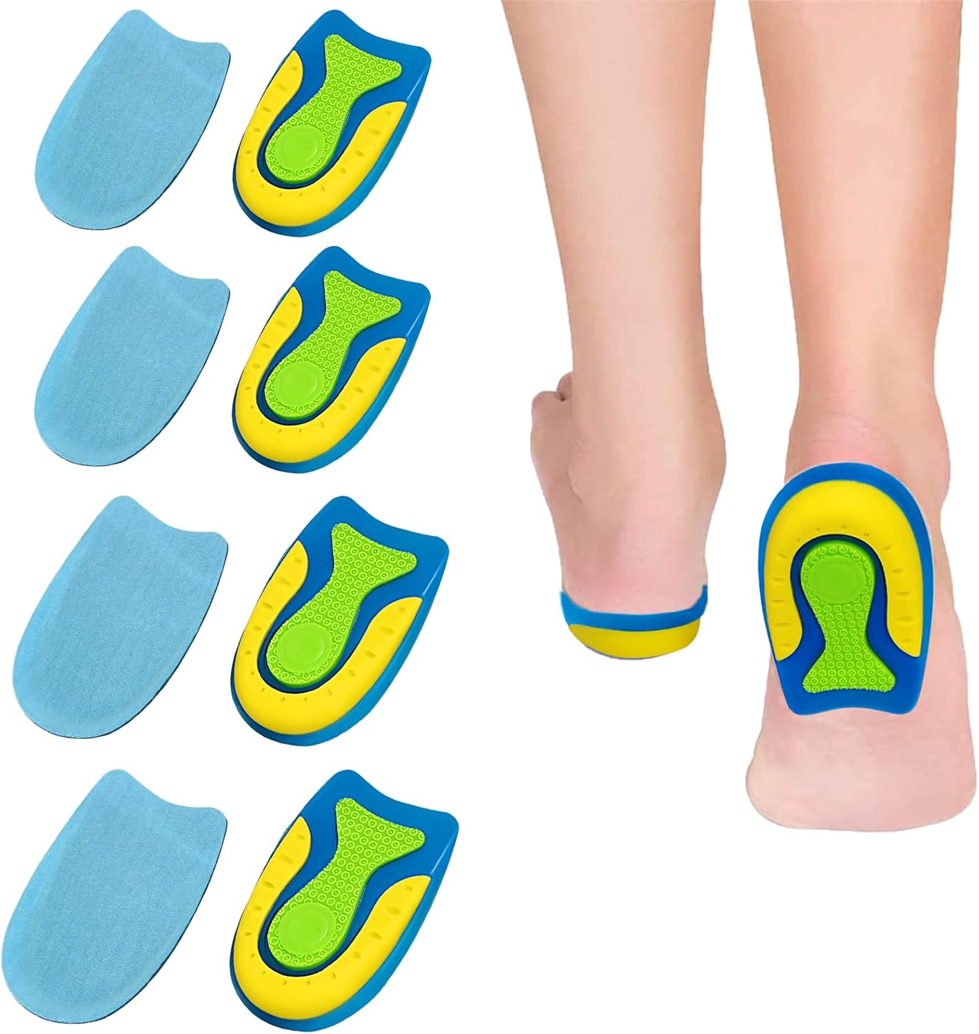 AMTAM 4 Pairs of Gel Heel Cups Plantar Fasciitis Inserts Heel Pads ...