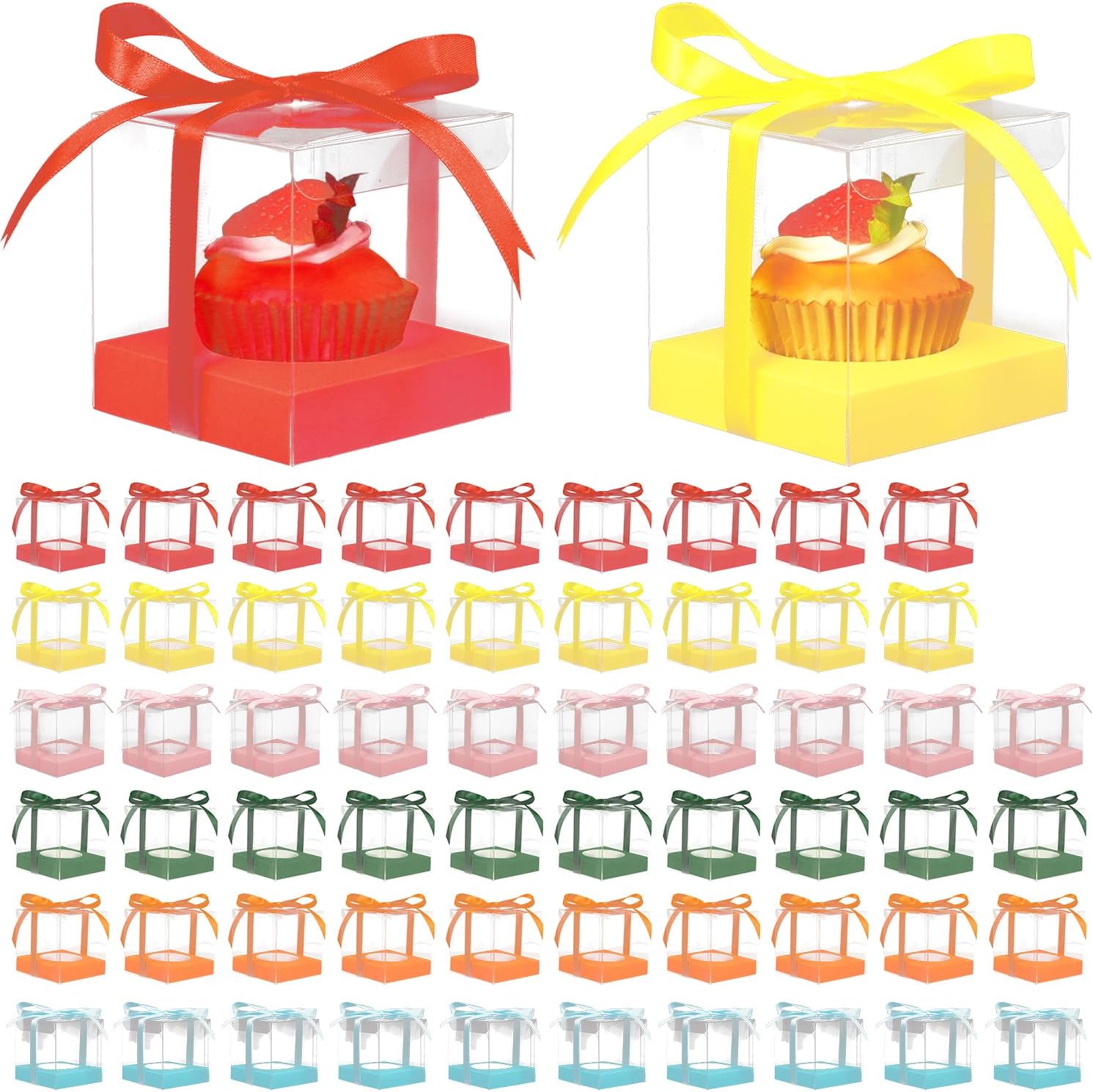 Amazon.com: Individual Cupcake Boxes Plastic Cupcake Containers,60 Pack ...