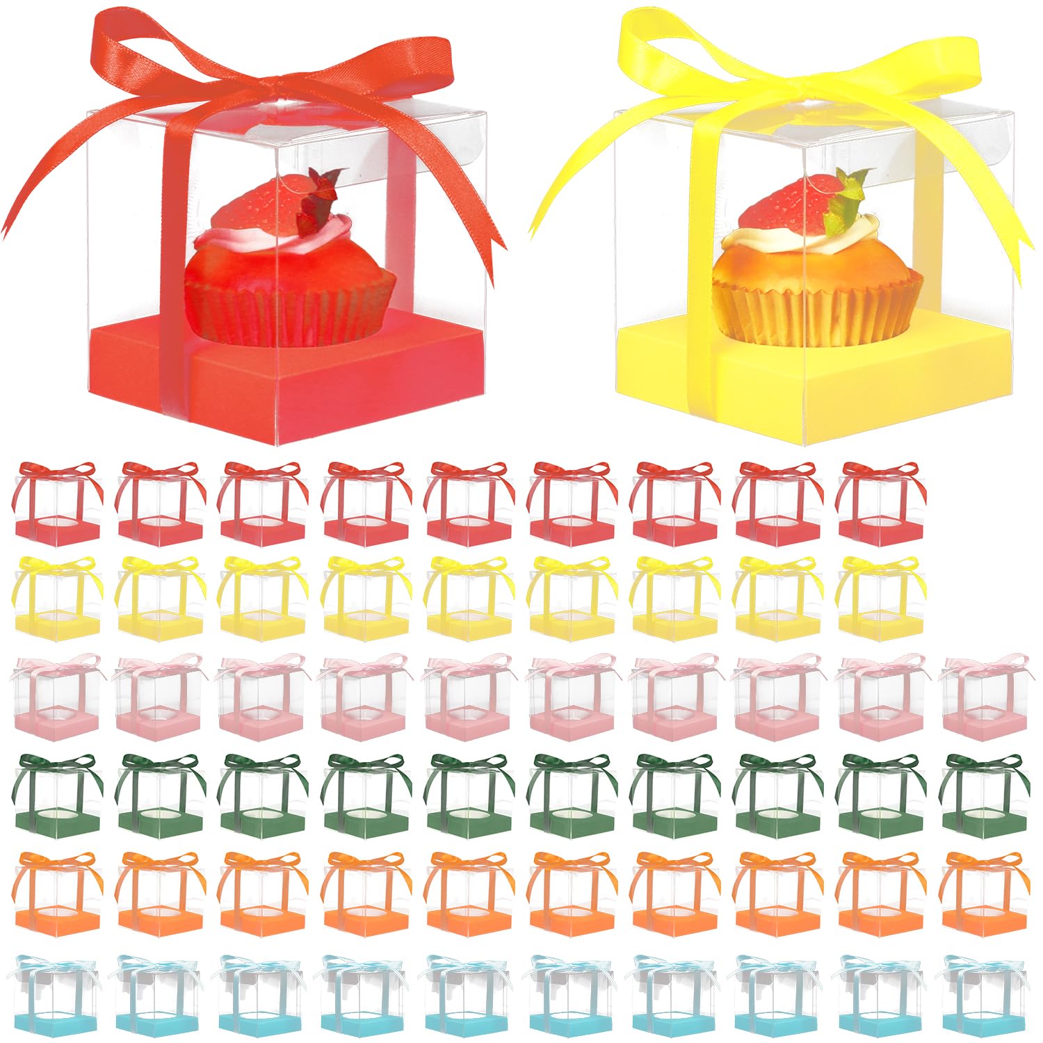 Amazon.com: Individual Cupcake Boxes Plastic Cupcake Containers,60 Pack ...