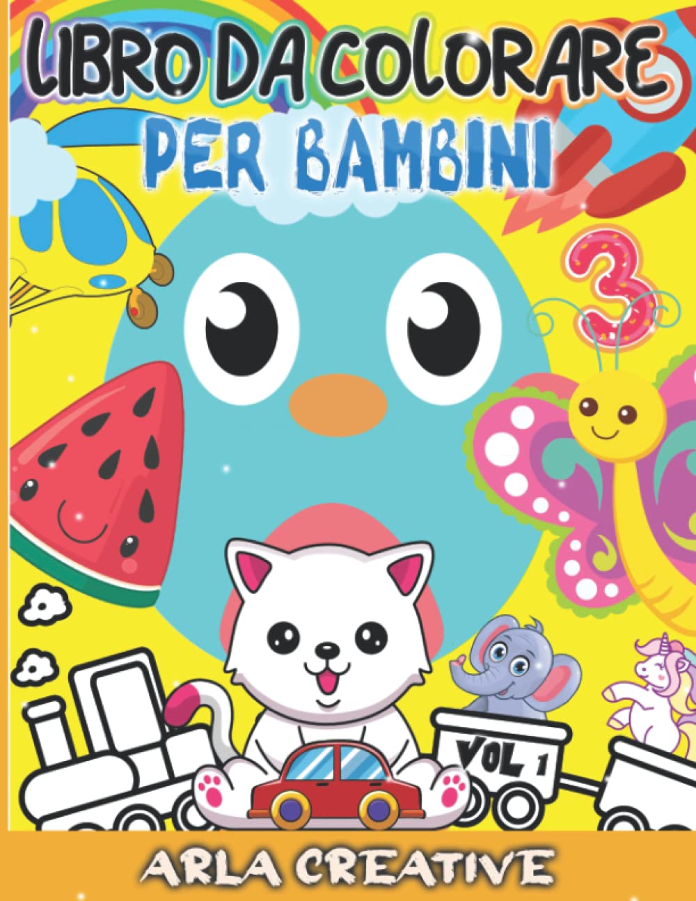 Libro Da Colorare Per Bambini 104 Divertenti Disegni Facili Da ...