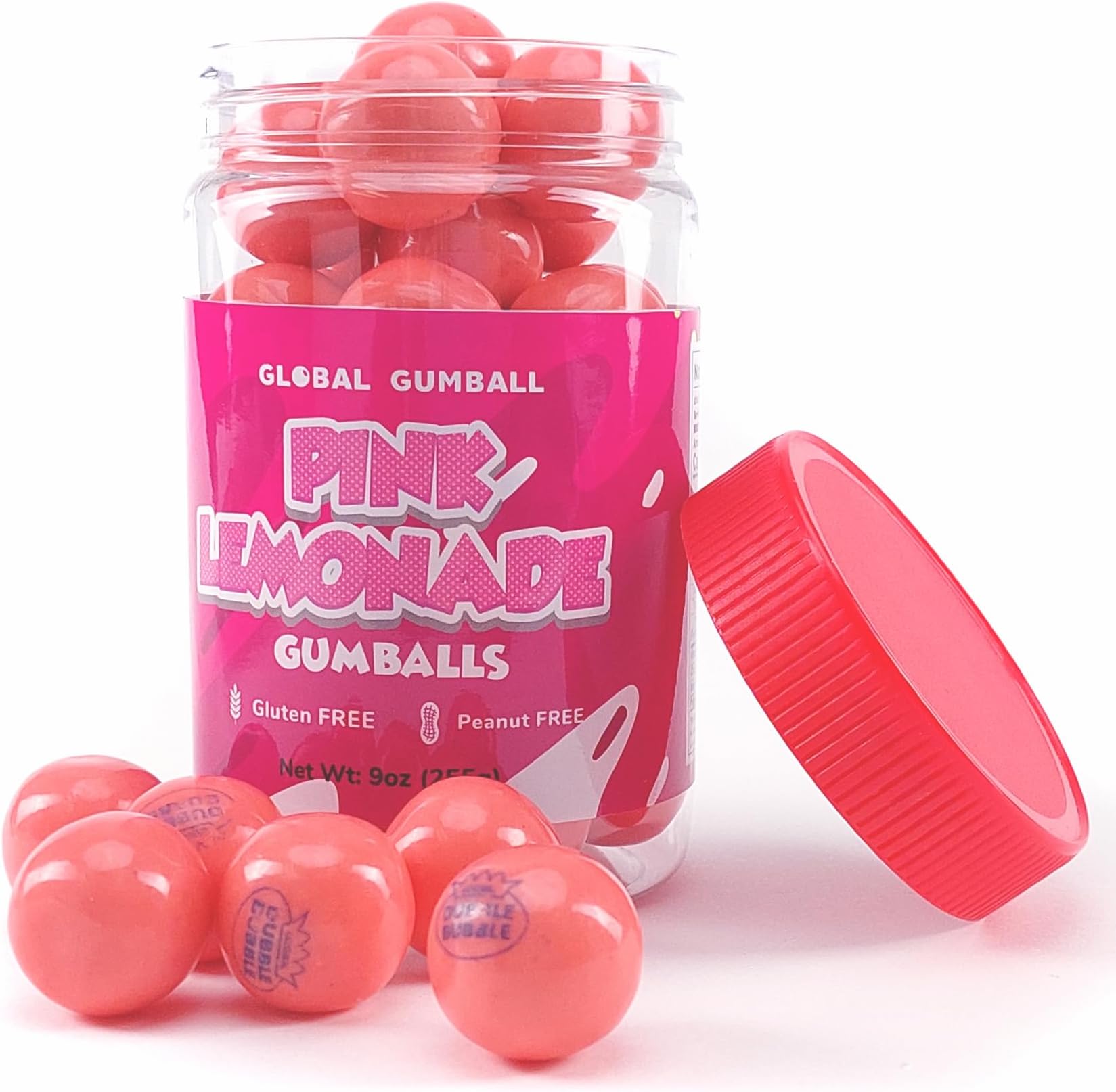 Amazon.com : Gumballs in Jar - 1 Inch Large Gumballs - Pink Lemonade ...