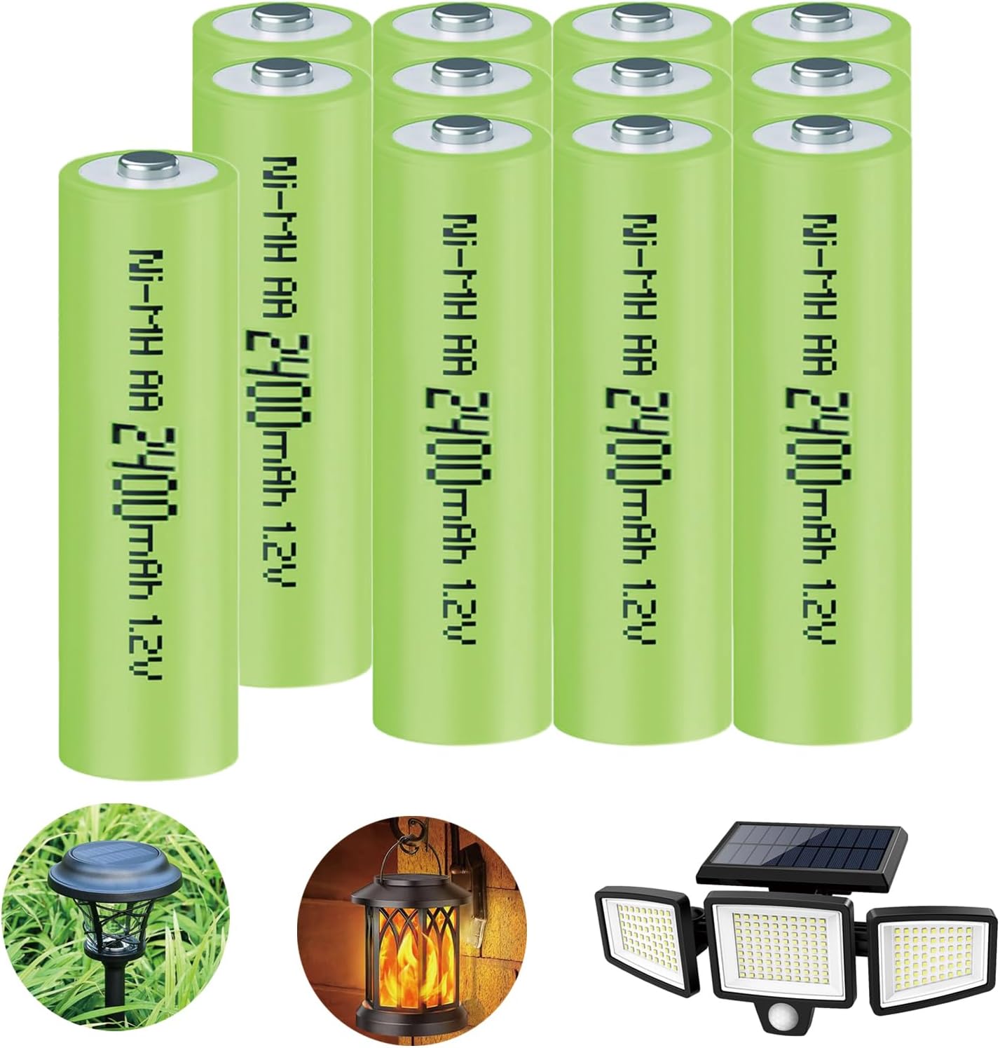 Amazon.com: Lombaour 12 Packs AA Rechargeable Batteries 2400mAh NiMH ...